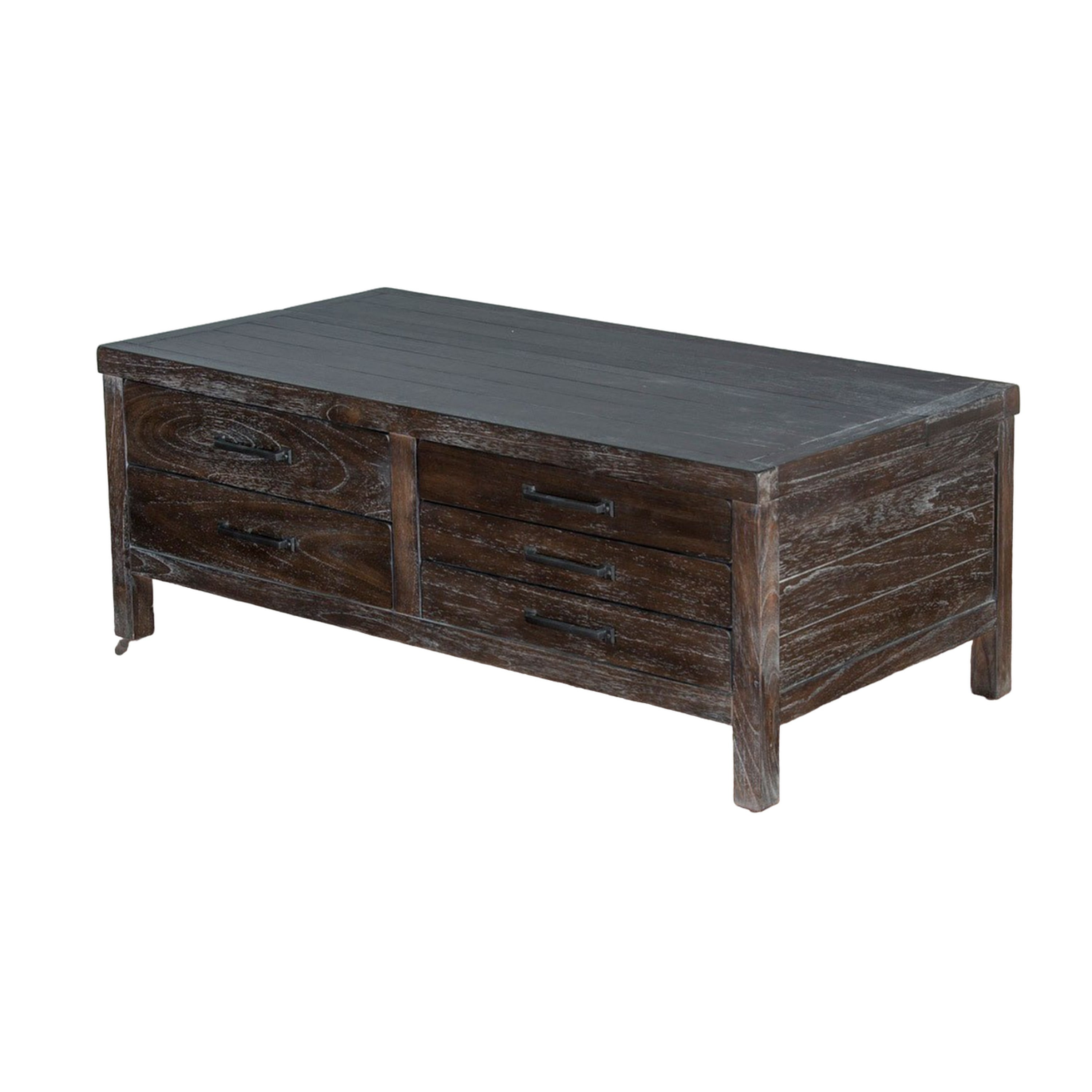 Nikay Coffee Table, 5 Drawers, Dark Brown Mindi, Rectangular 50 Inch - Walmart.com