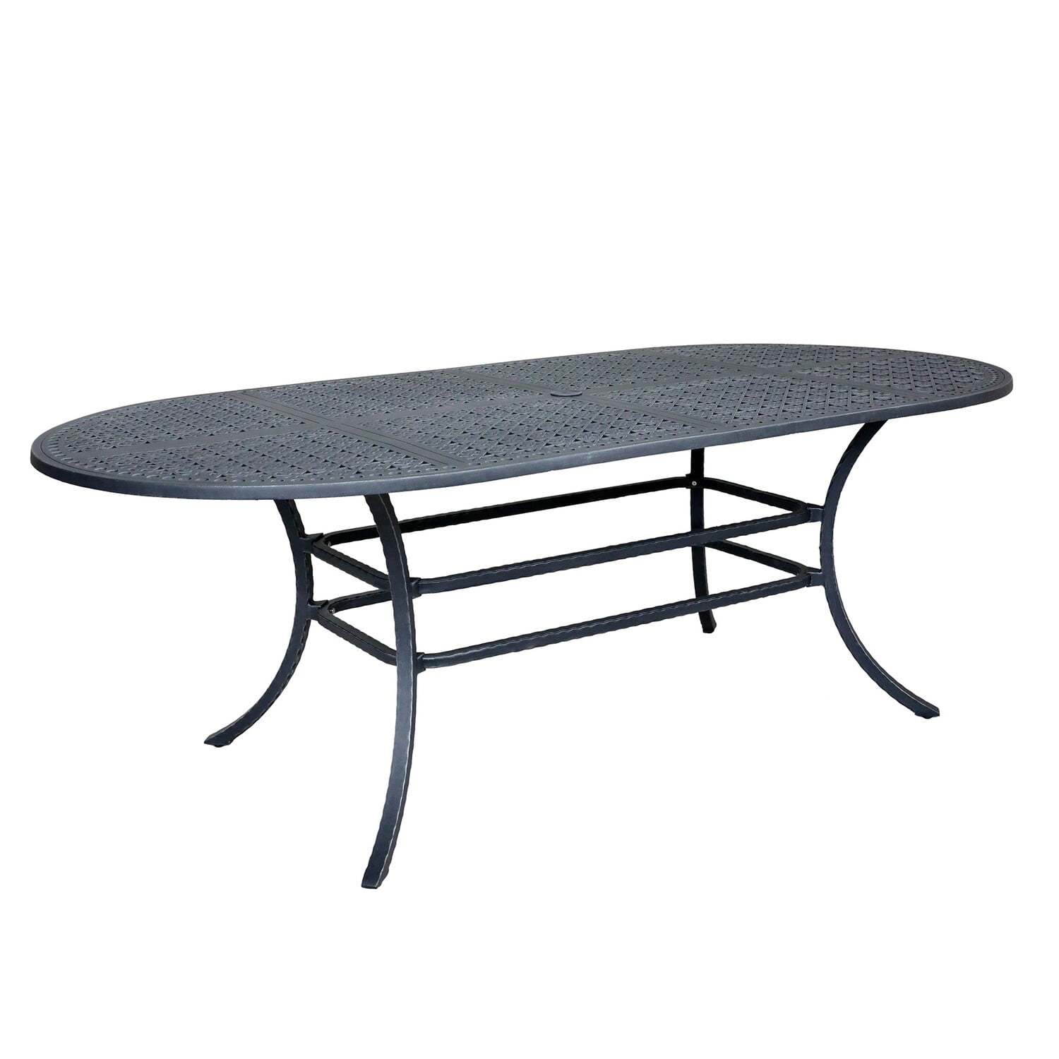 Benjara Noah 84 Inch Modern Outdoor Dining Table, Round, Aluminum ...