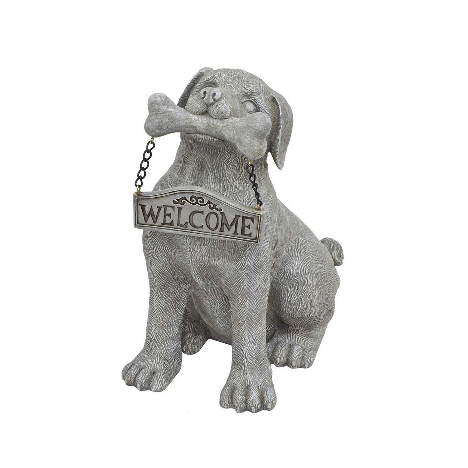 Nuen 18 Inch Dog Welcome Sign Figurine, Garden Statue Resin, Textured ...