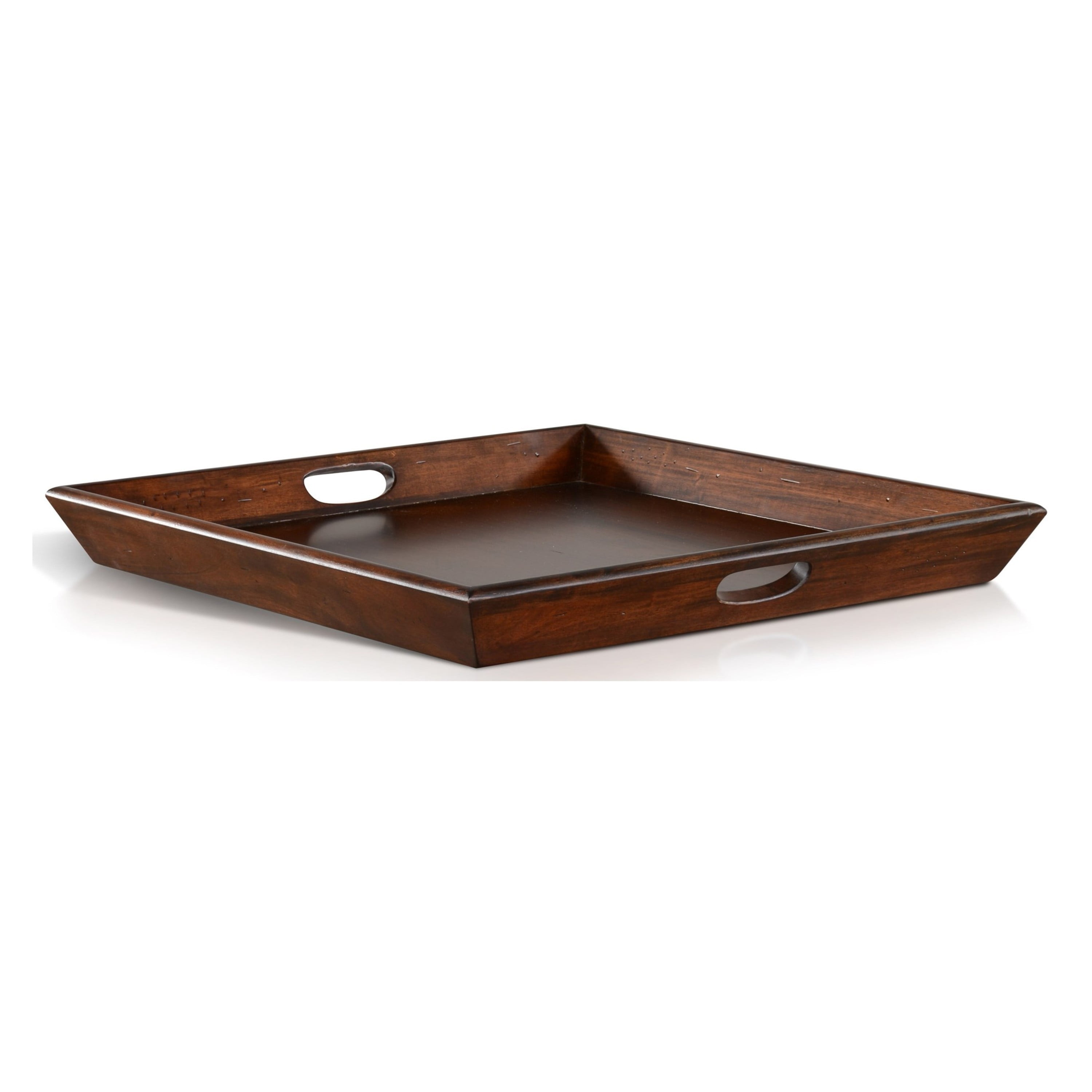 Odel Decorative Serving Tray, 27x27 Square Dark Brown Mahogany Wood ...