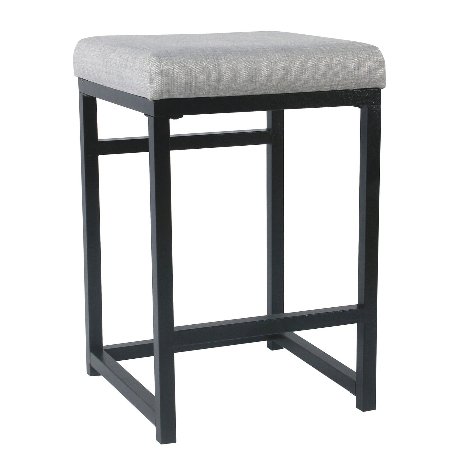 Benjara Open Back Metal Counter Stool with Fabric Upholstered Padded ...