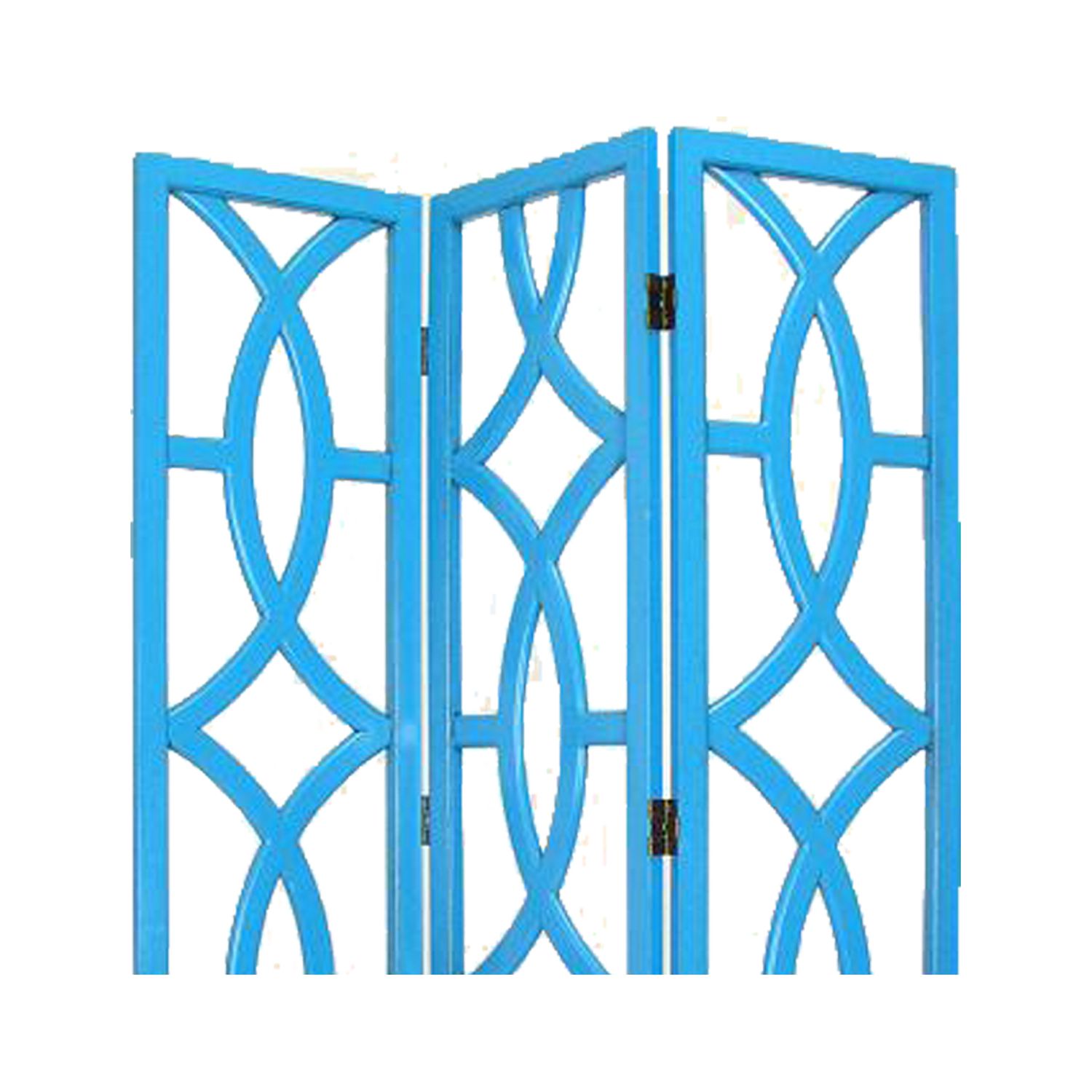 Benjara Open Cut Out 3 Panel Wooden Frame Screen with Double Hinges ...