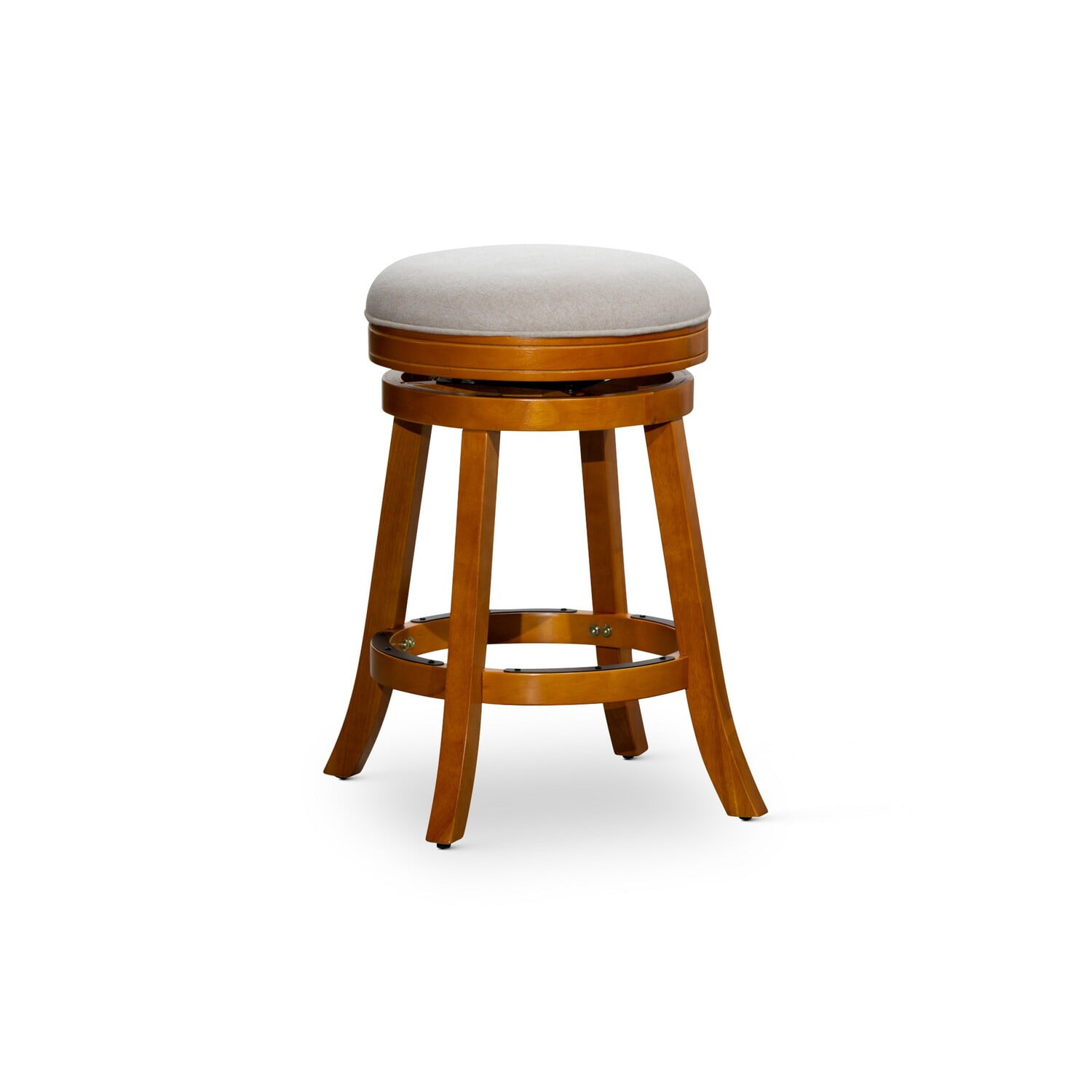 Benjara Opi 24 Inch Swivel Counter Stool, Beige Polyester, Natural ...