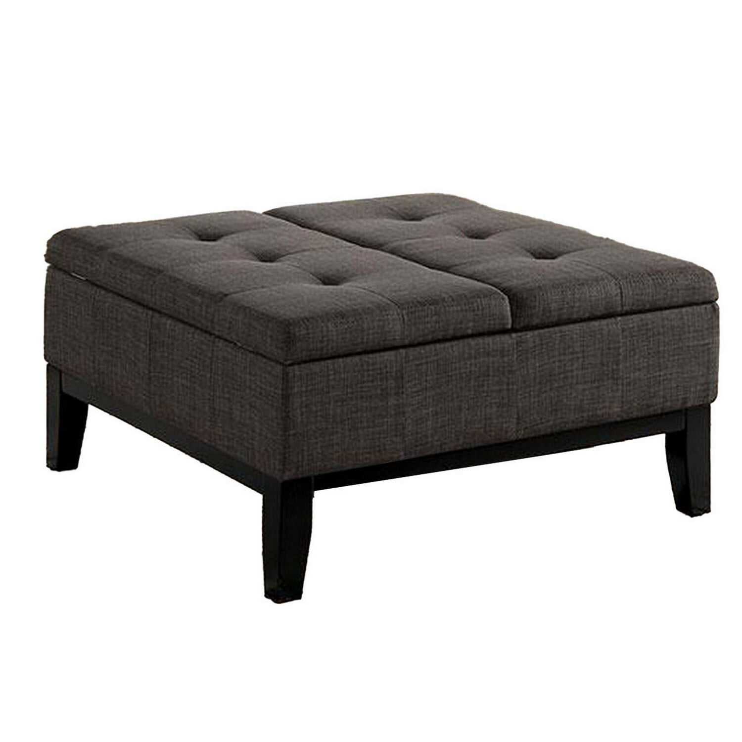Benjara Orin 36 Inch Ottoman, Split Storage Lid, Tufted Dark Gray Upholstery, Wood - Walmart.com