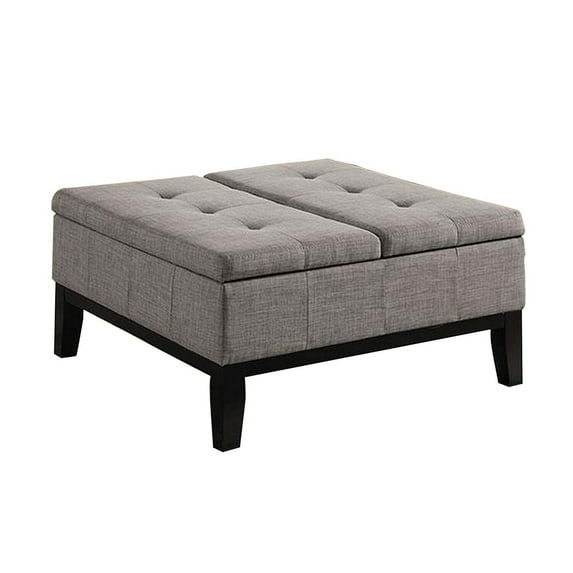 Benjara Orin 36 Inch Ottoman, Split Storage Lid, Tufted Light Gray Upholstery, Wood - Walmart.com