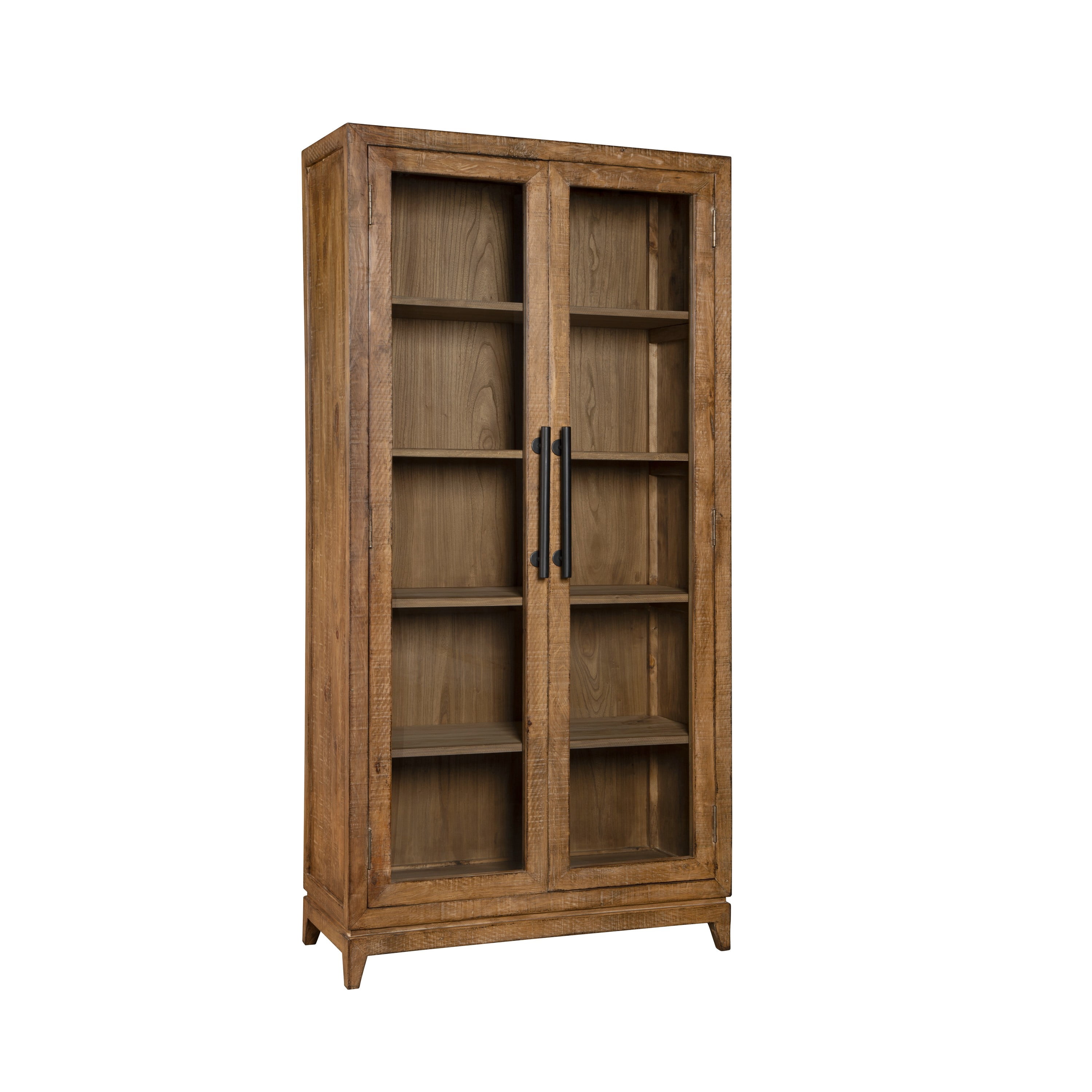Orla Tall China Cabinet, 2 Glass Doors, Antique Brown Reclaimed Wood ...