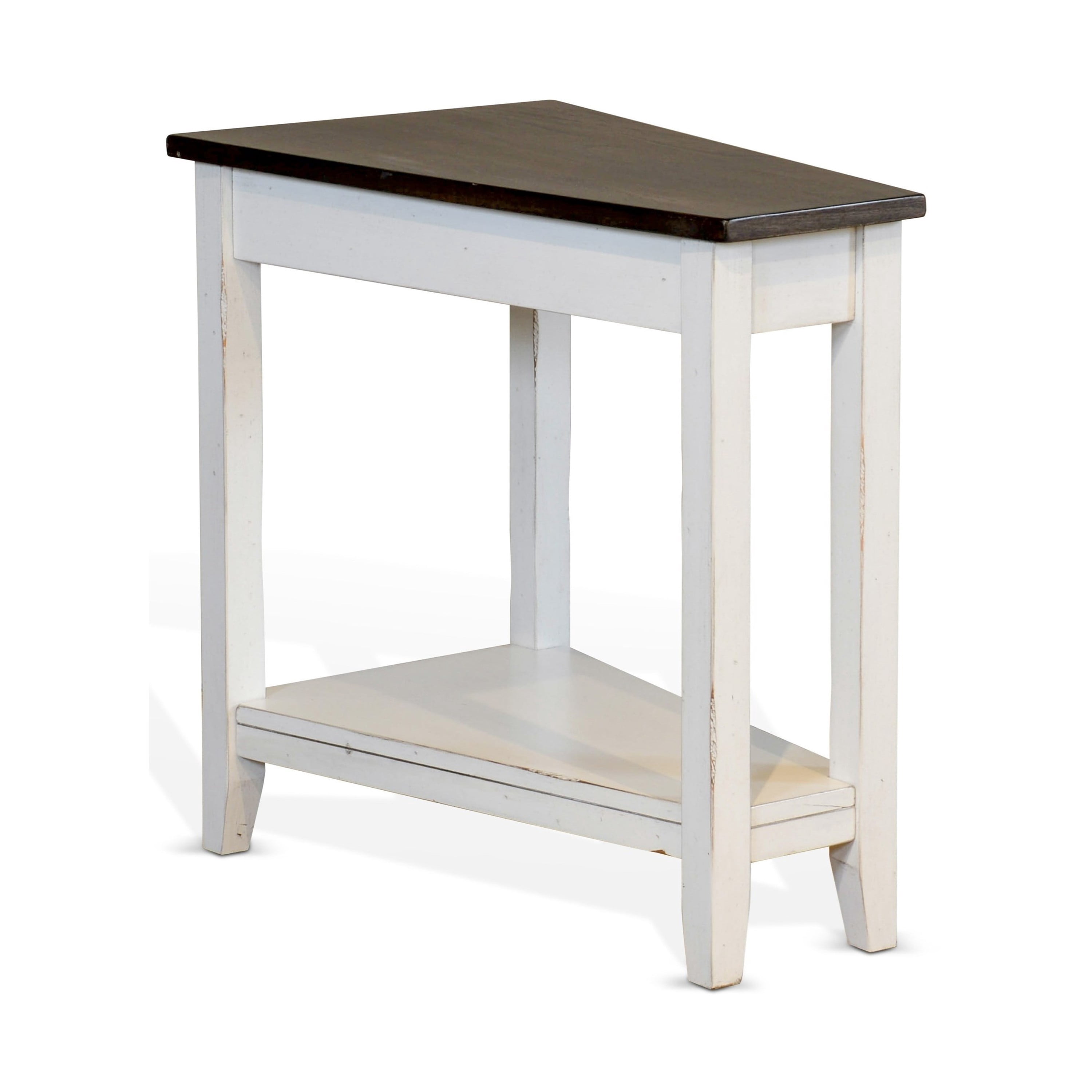 Orso Chairside Table, Shelf, 24 Inch Angled Brown Top, White Mahogany ...