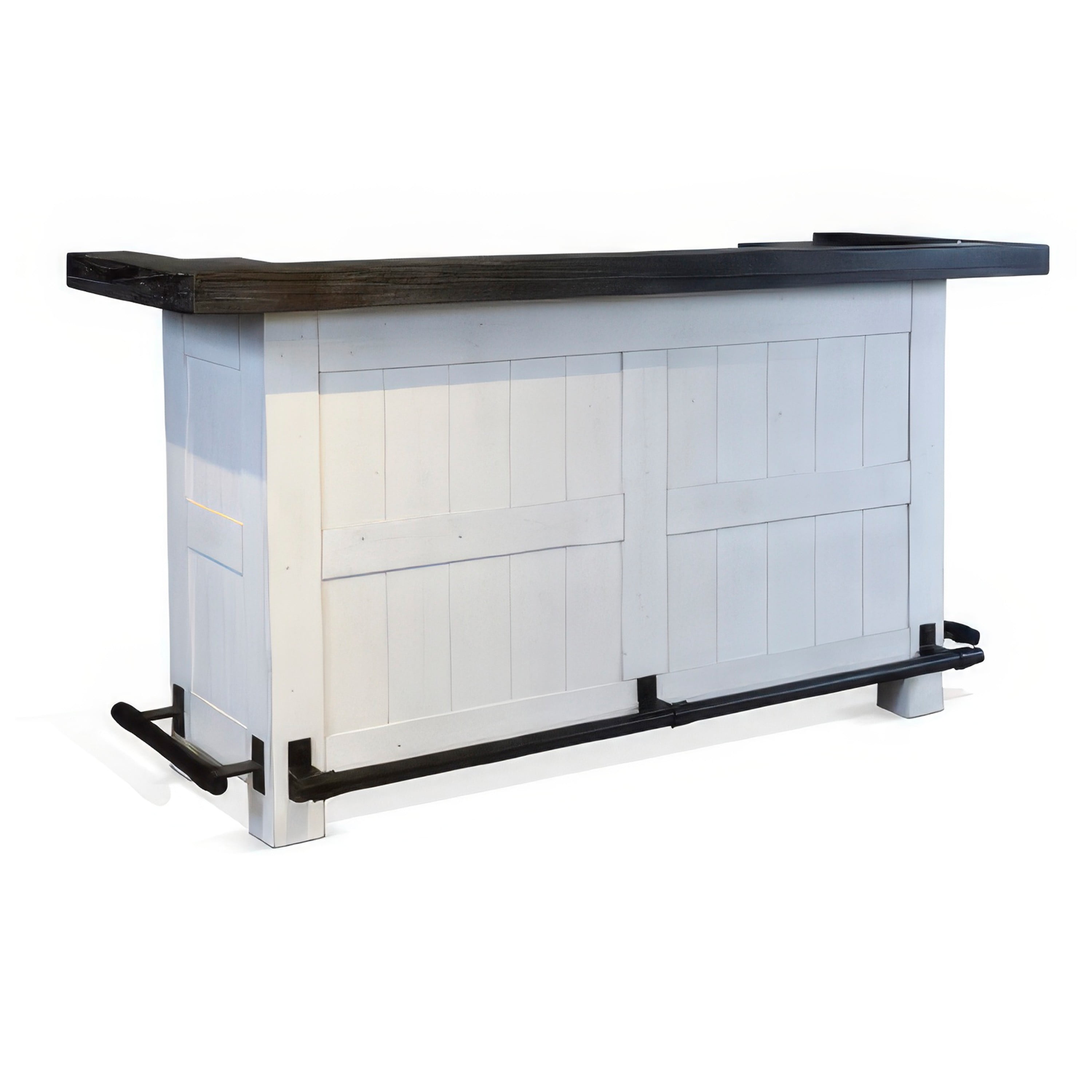 Orso Freestanding Home Bar Counter w Storage, 78 Inch White Solid Wood ...