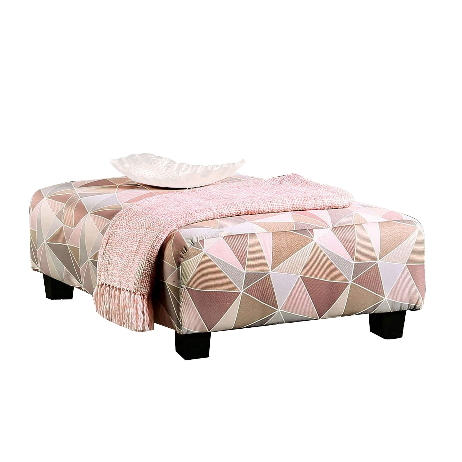 Benjara Ottoman with Geometric Pattern and Tapered Block Feet ...