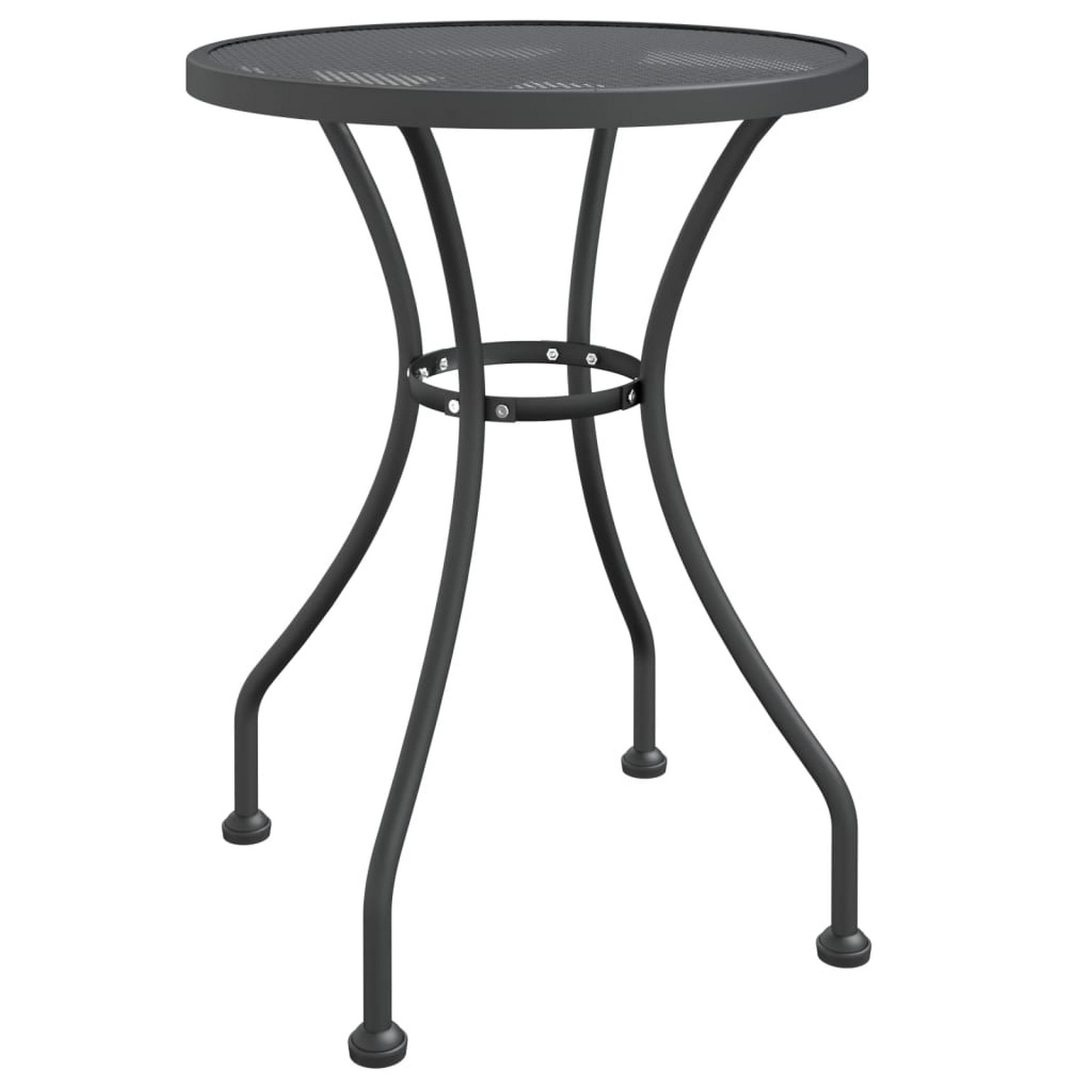 Outdoor Dining Breakfast Table, 28 Inch, Round Tabletop, Gray Metal ...