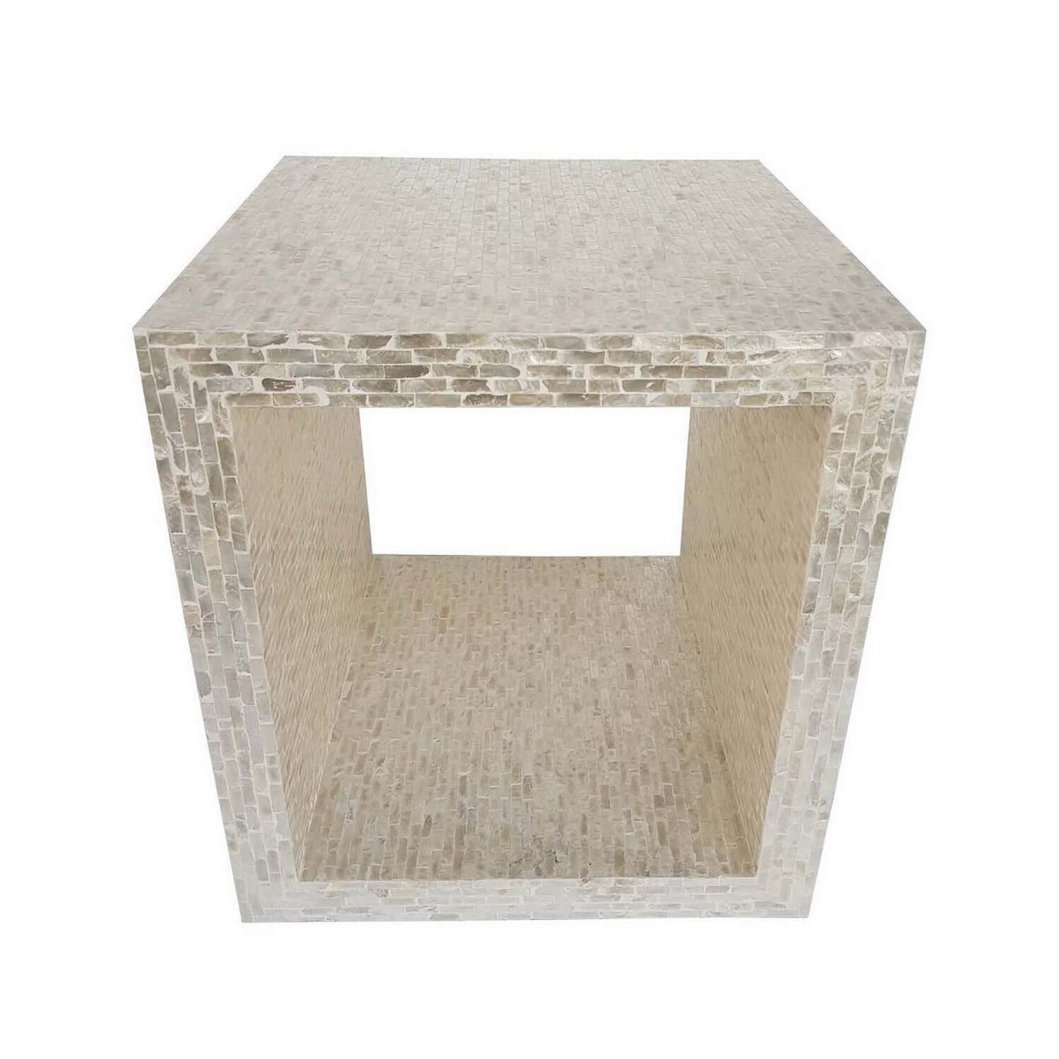 Benjara Perry 20 Inch Side End Table with Capiz Shells, Square Top ...