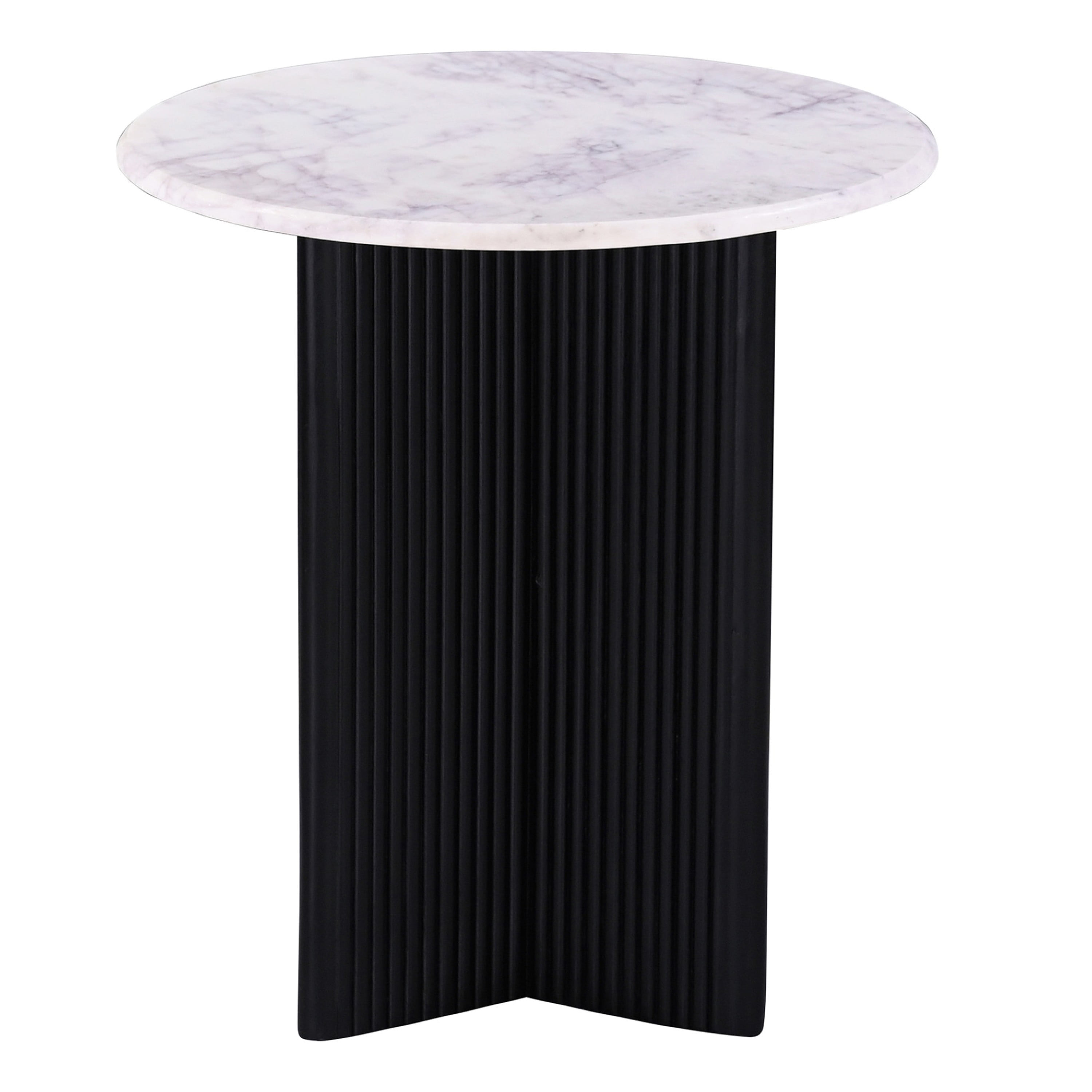 Pryz Side End Table, 20 Inch Marble Top, Mango Wood, Black Pedestal ...