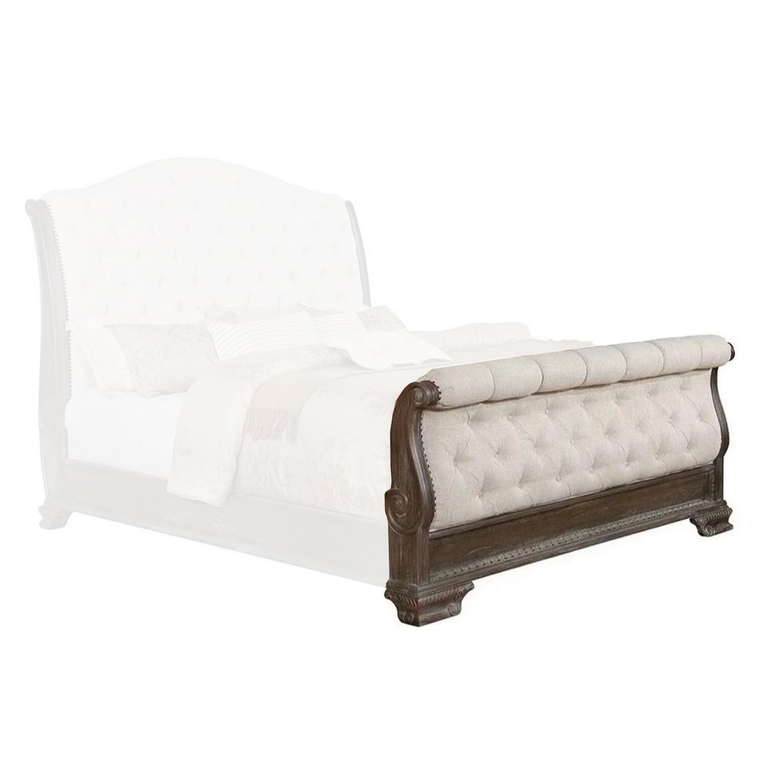 Benjara Queen Footboard with Button Tufting and Sleigh Design, Brown ...