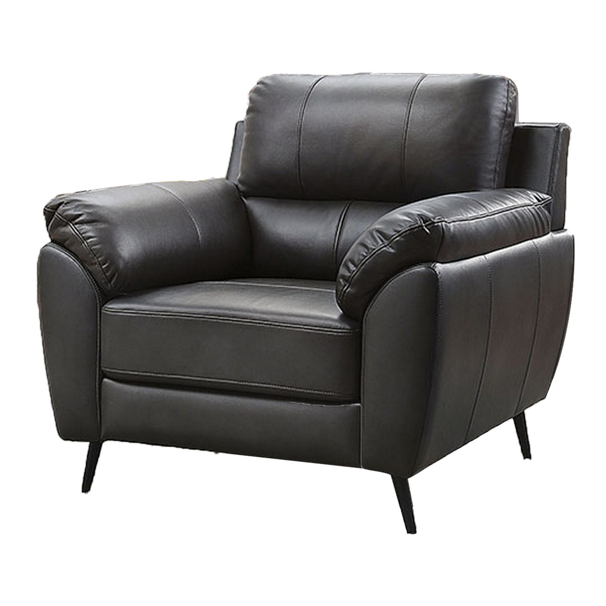 Benjara Rake 40 Inch Chair, Gray Vegan Faux Leather, Padded Armrests ...