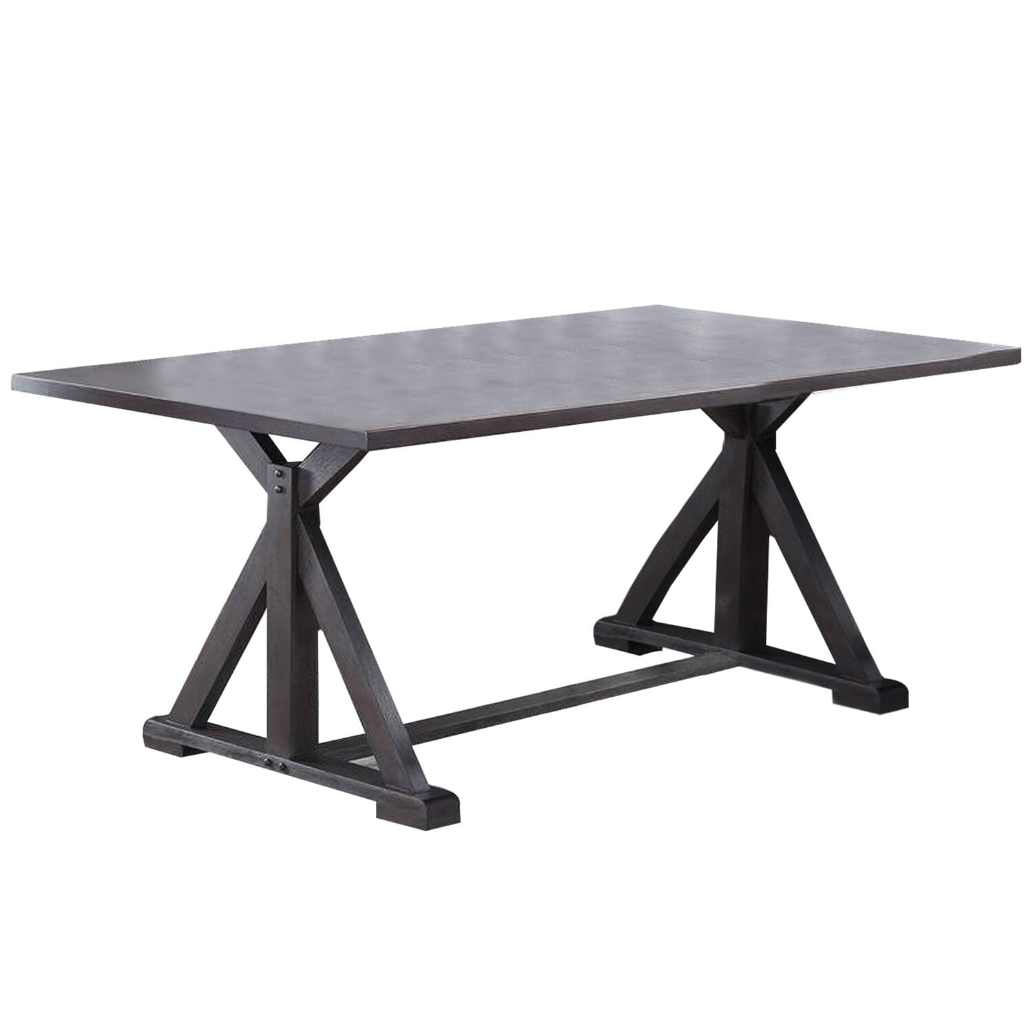 Benjara Razi 72 Inch Rectangular Dining Table, Classic Trestle Base ...