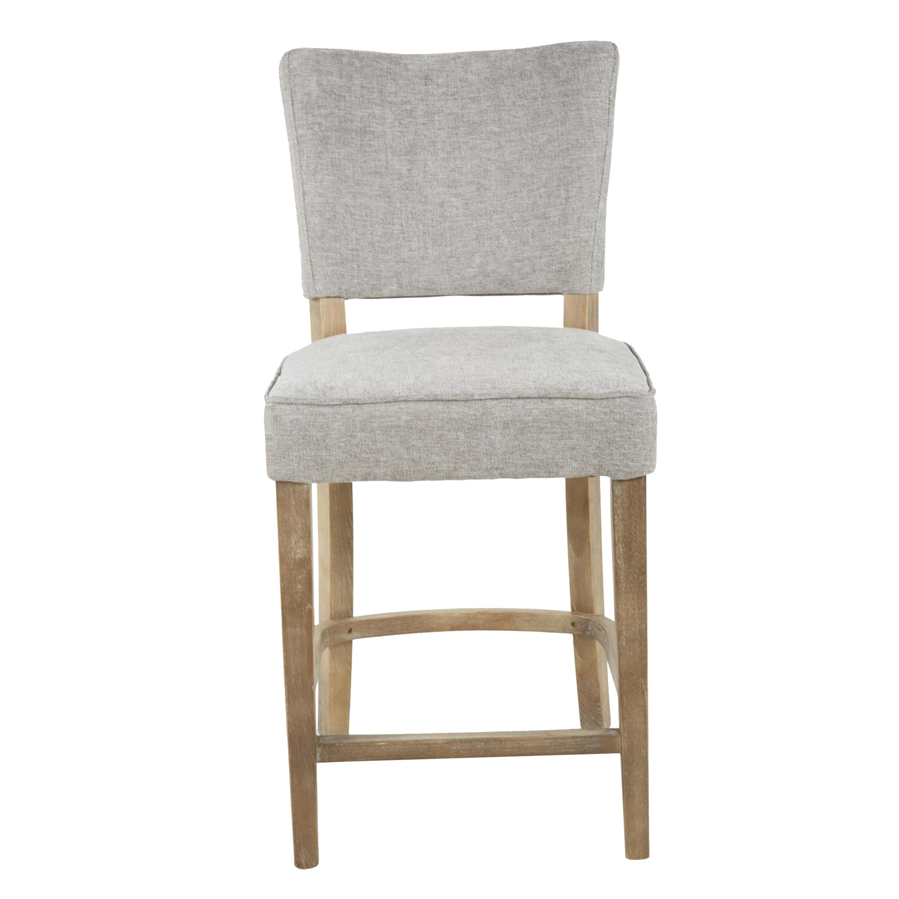 Rea Counter Stool Chair, Plush Taupe Gray Fabric, Oak Gray Solid Wood ...