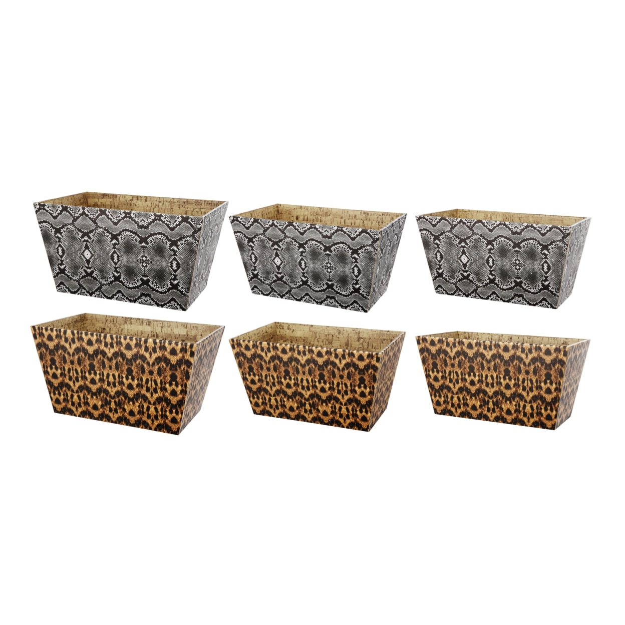 Benjara Rectangular Storage Bins with Narrow Bottom, Set of 6, Brown ...