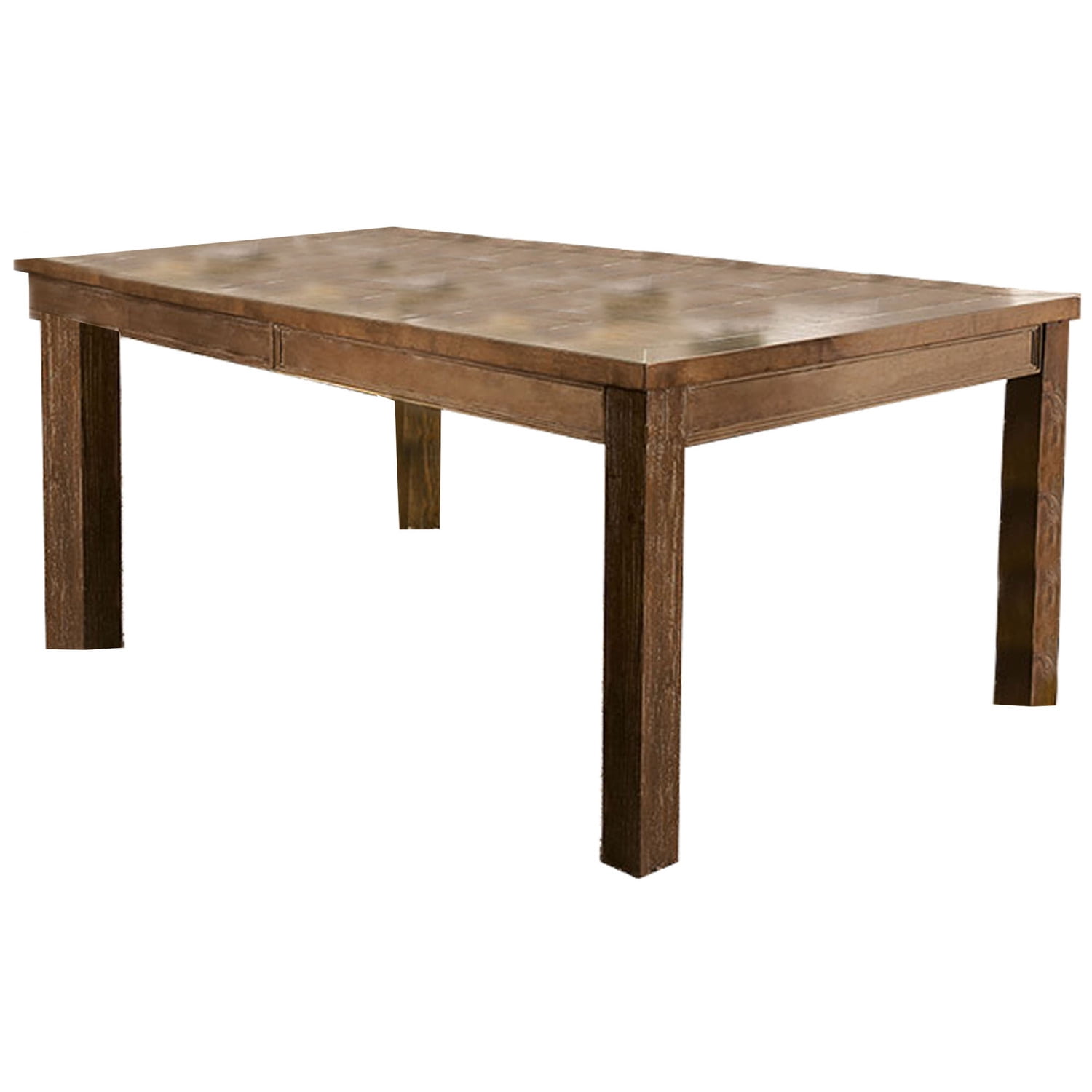 Benjara Rectangular Top Wooden Dining Table with Block Legs, Oak Brown ...