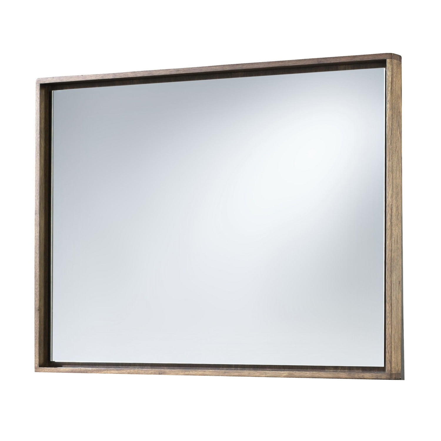 Benjara Rectangular Wooden Frame Incased Mirror with Raised Edges ...