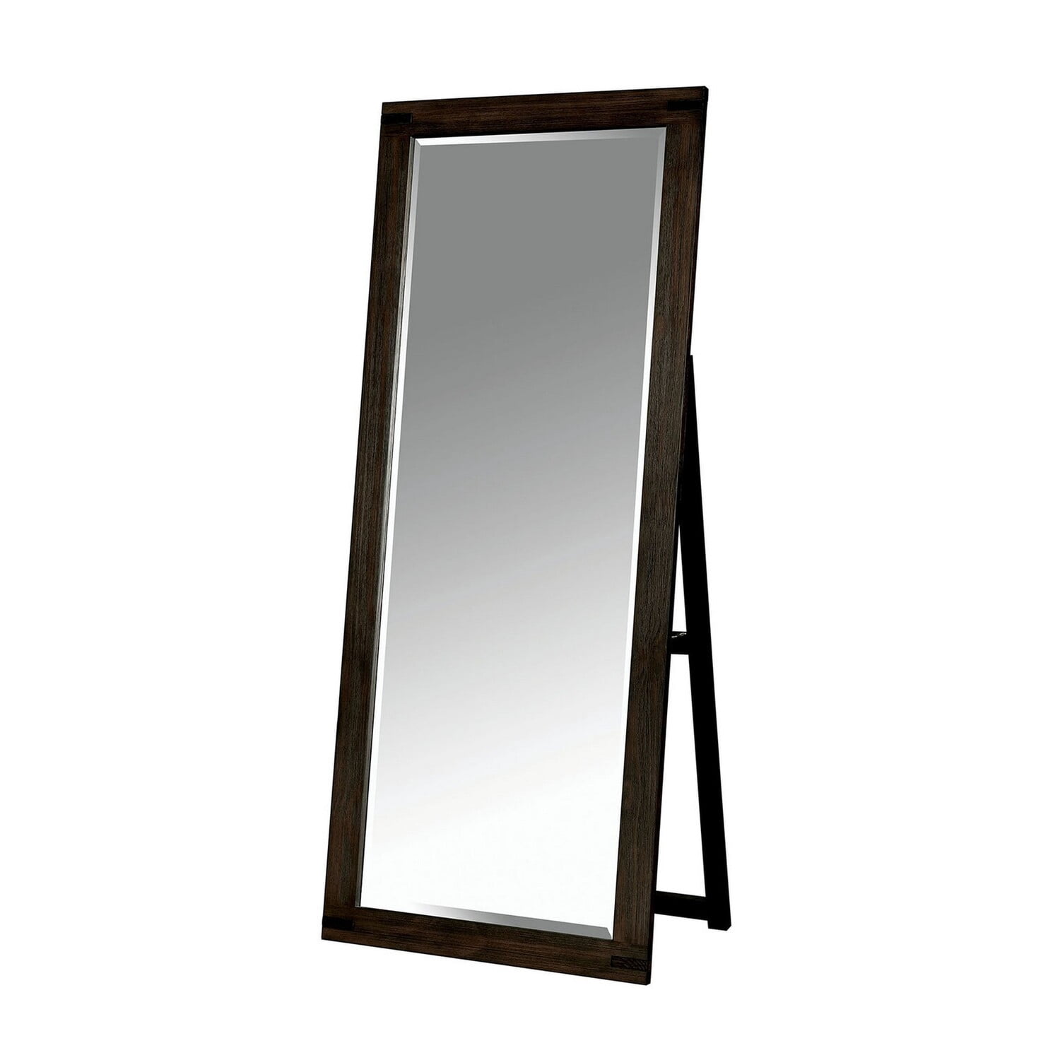 Benjara Rectangular Wooden Frame Standing Mirror with Folding Support ...