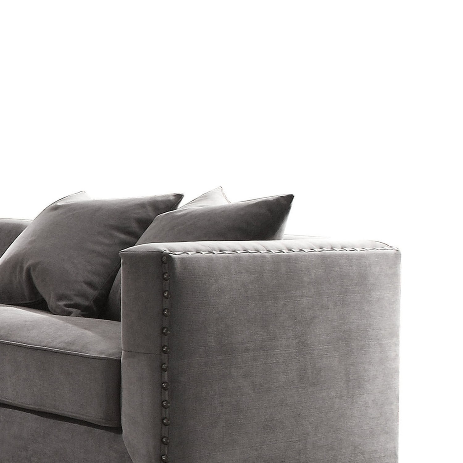 Regal Gray Velvet Sofa with 4 Pillows - Walmart.com