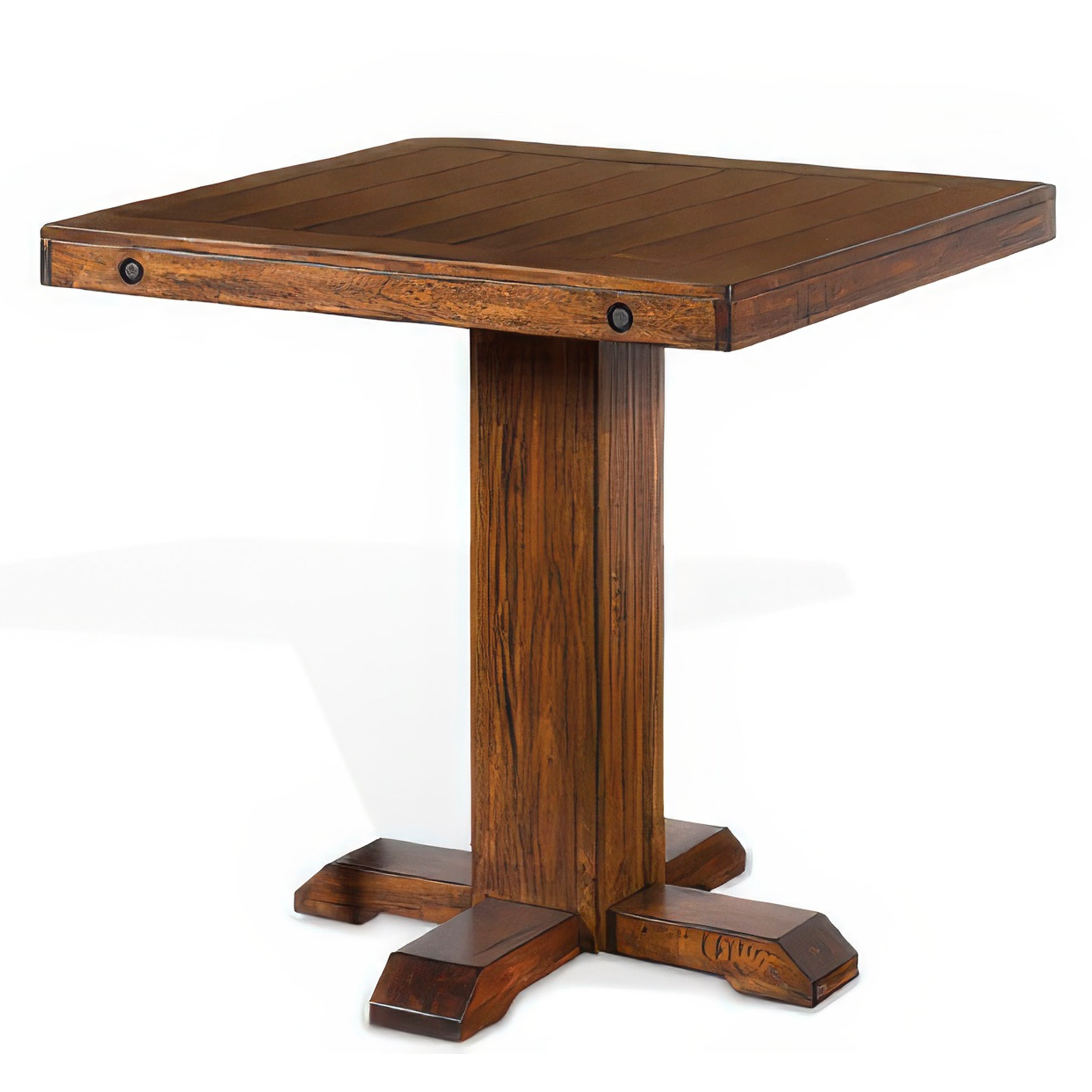 Reggie Bar Table, Adjustable Pedestal Base, 36 Inch Square Top, Brown ...