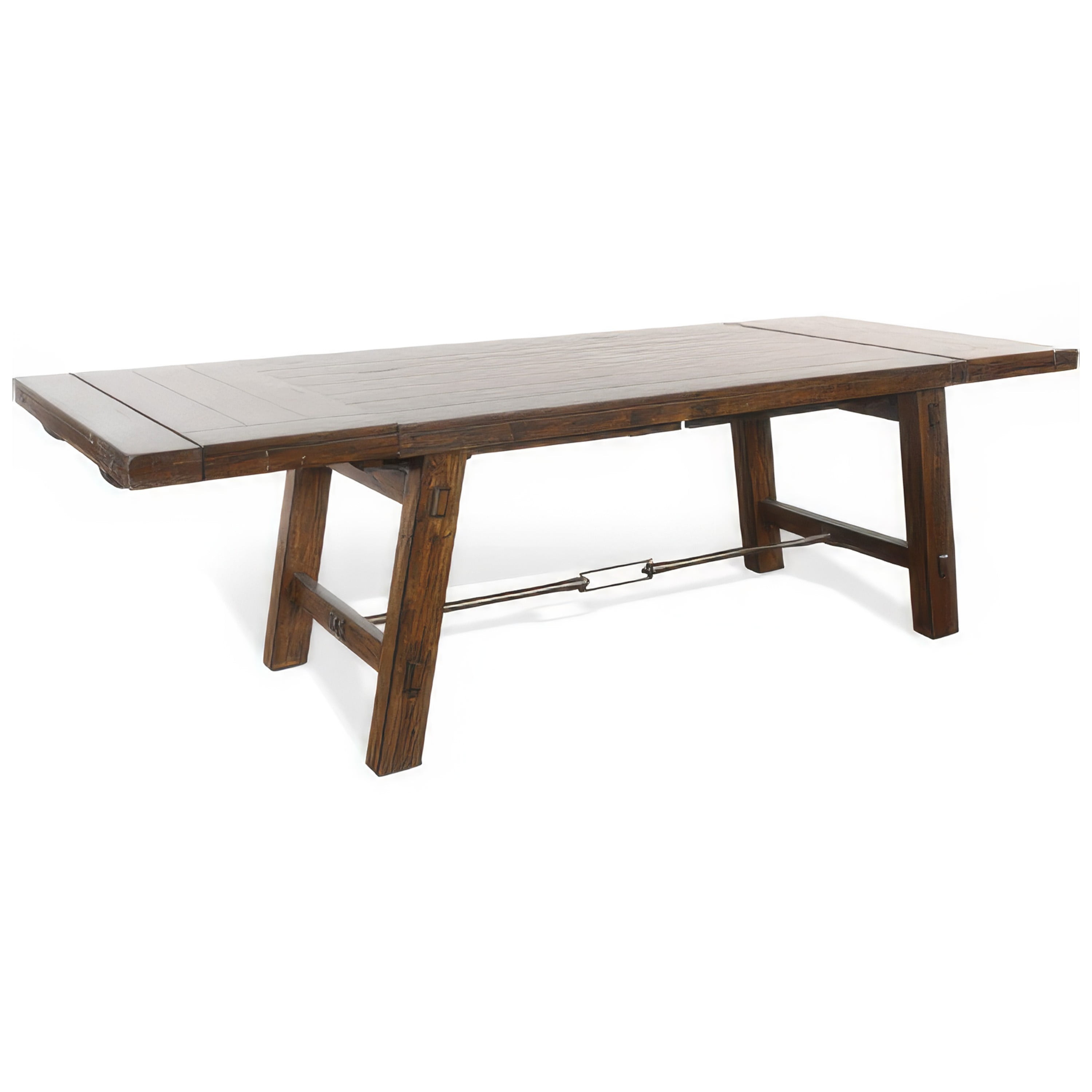 Reggie Extendable Table, Brown Mahogany Wood, Rectangular 76-106 Inch ...
