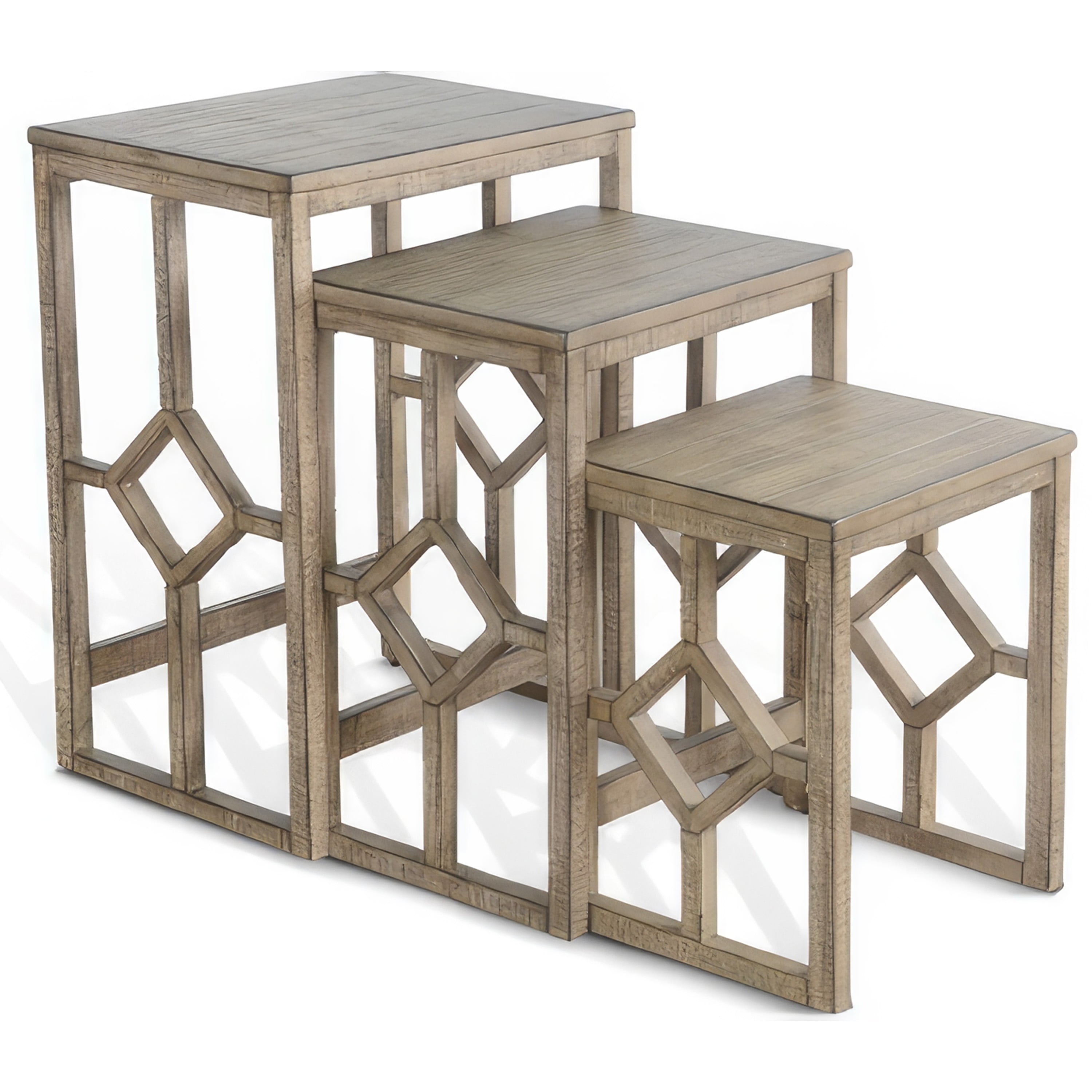Rena 3 Piece Nesting Accent Table Set, Slatted, Light Brown Mahogany ...