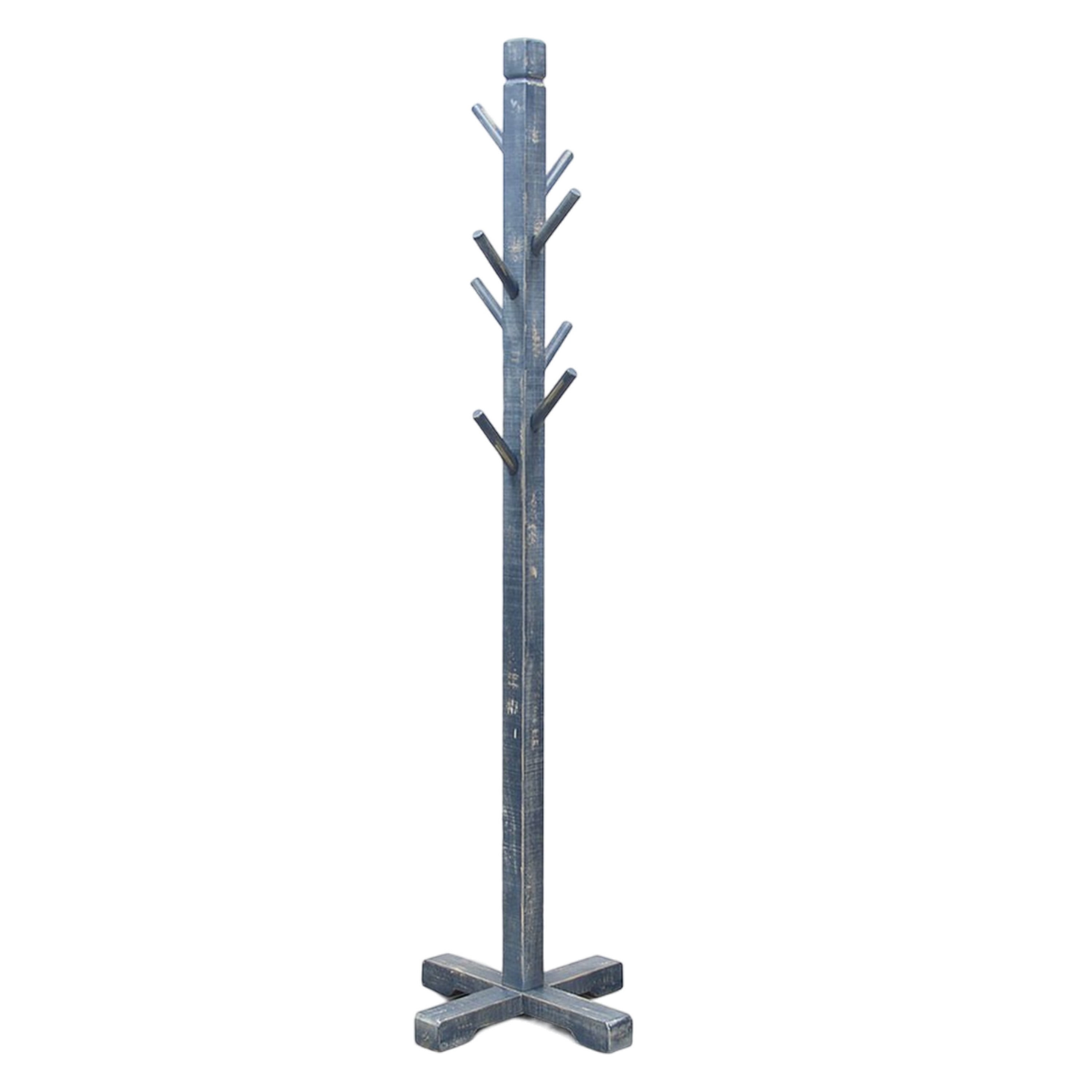 Rena Coat, Hat Rack Stand, 8 Wood Stems, 72 Inch Ocean Blue Mahogany ...