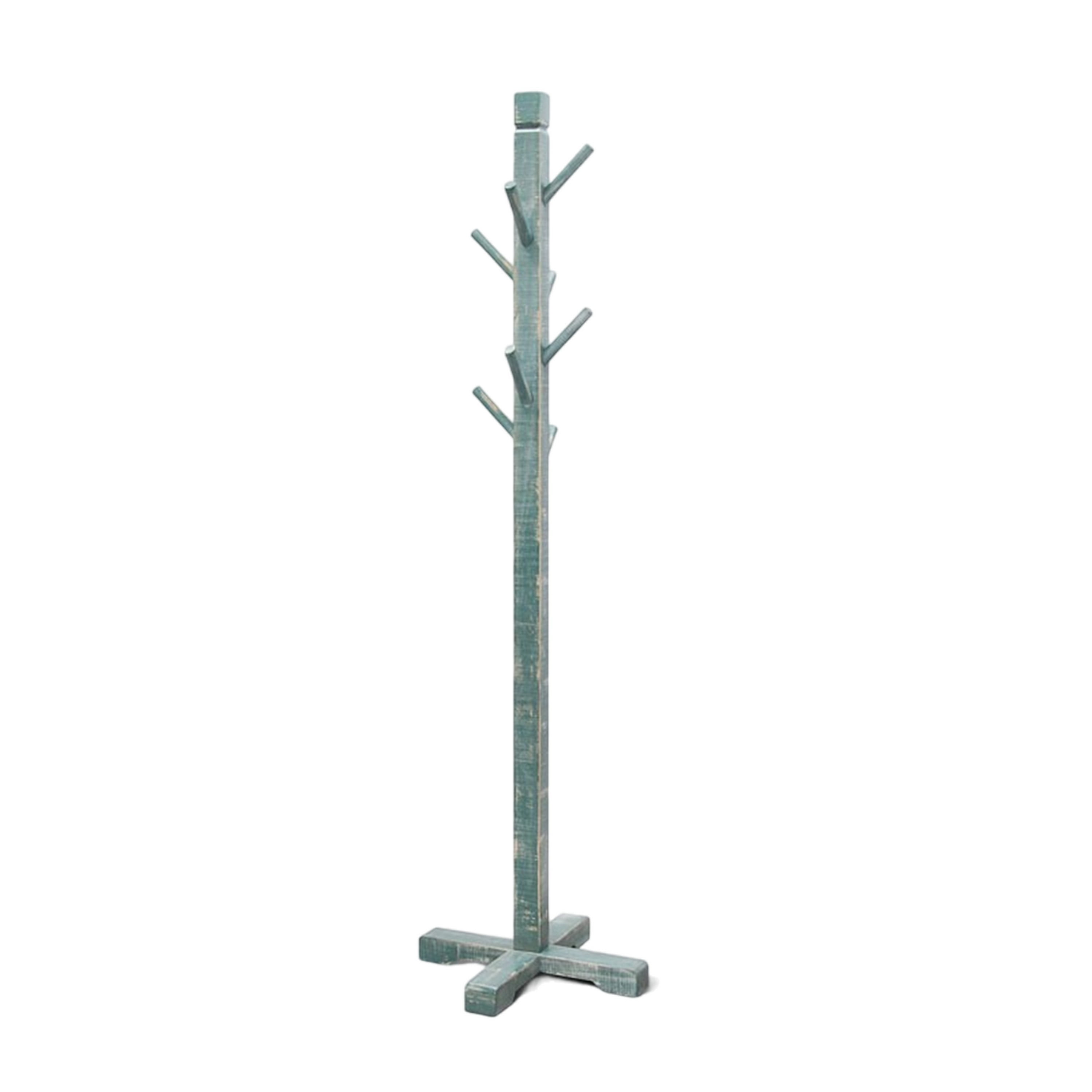 Rena Coat, Hat Rack Stand, 8 Wood Stems, 72 Inch Rustic Green Mahogany ...