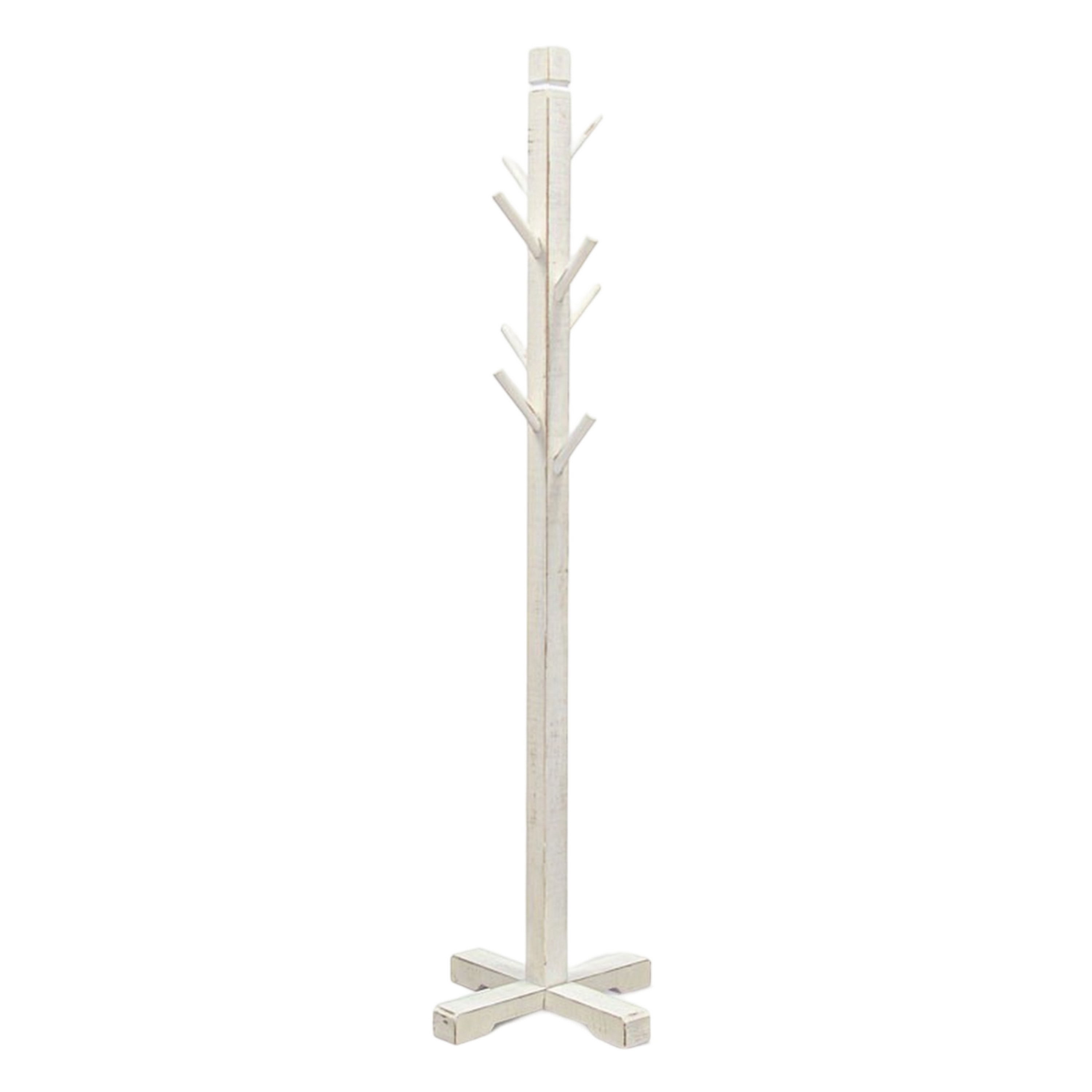 Rena Coat, Hat Rack Stand, 8 Wood Stems, 72 Inch Rustic White Mahogany ...