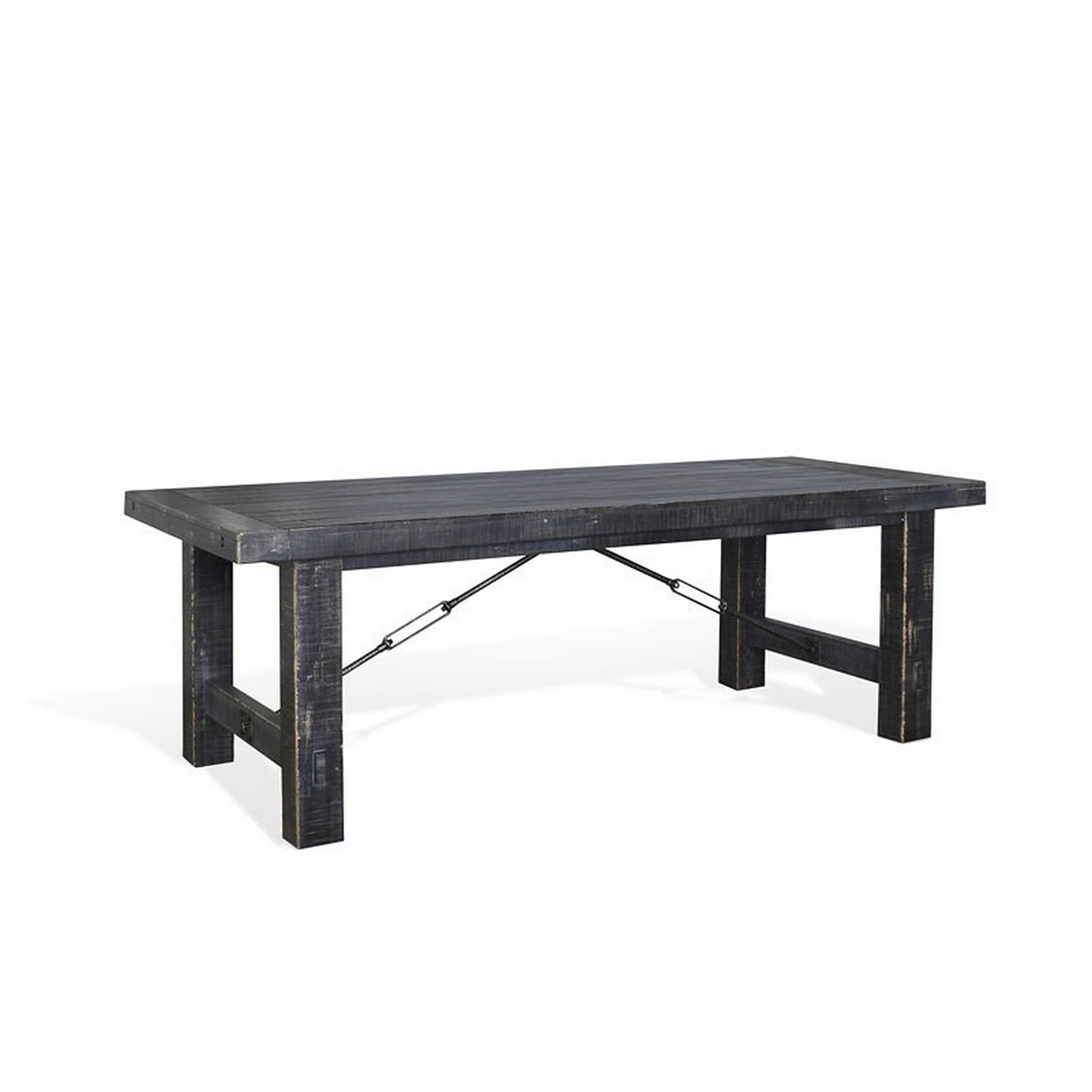 Rena Dining Table, 2 Extension Leaves, 86-122 Inch Black Mahogany Wood ...