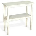 Rena Side End Table- Scallop Trim- 28 Inch Distressed White Mahogany ...