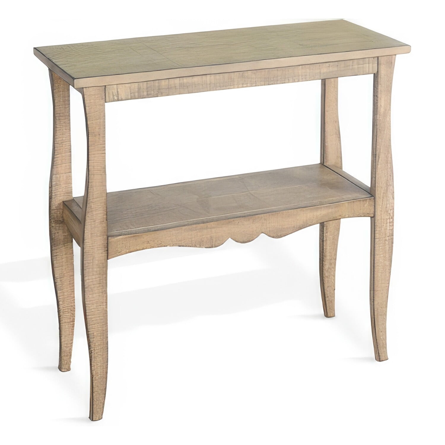 Rena Side End Table- Scallop Trim- 28 Inch Light Brown Mahogany Wood ...