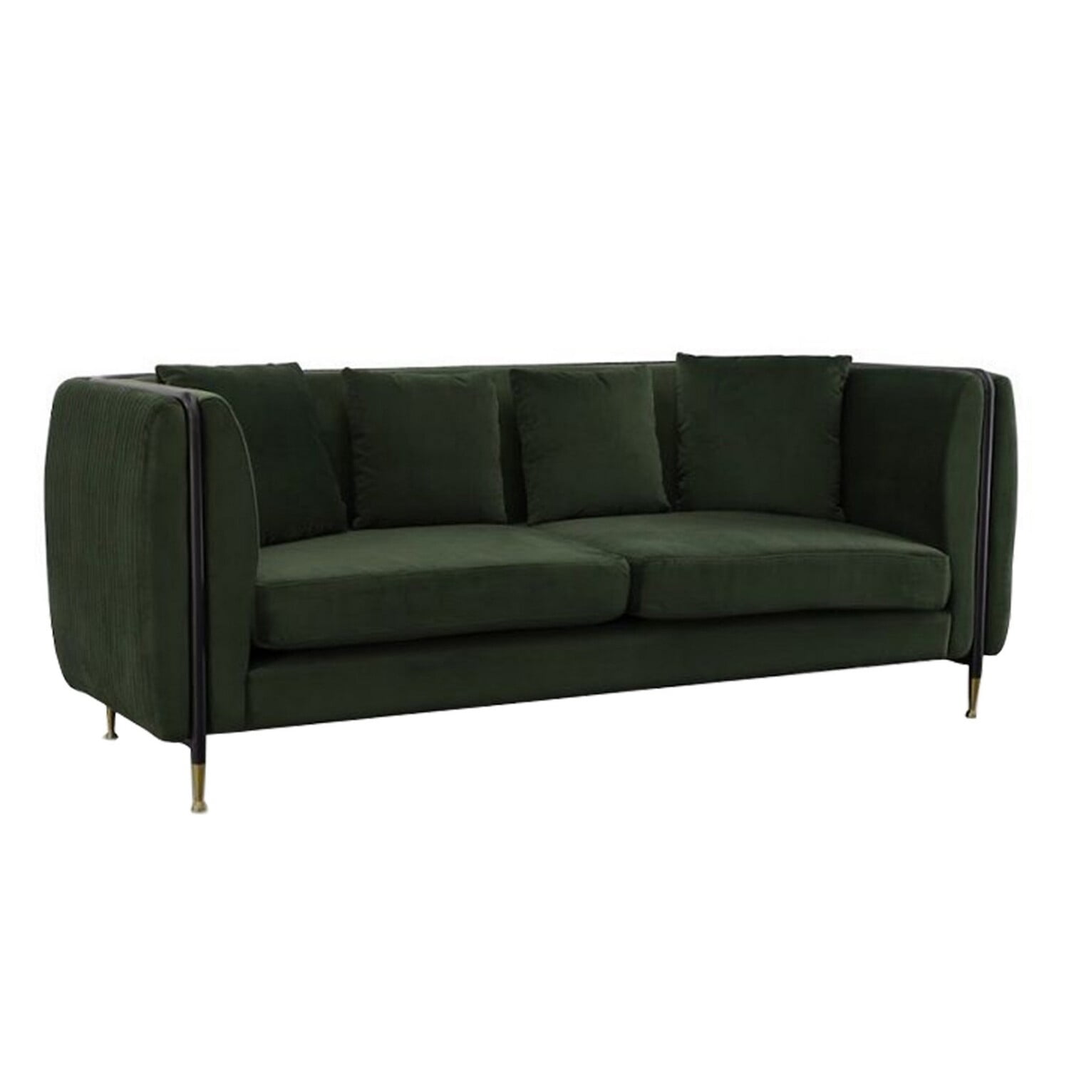Reno Bay 84 Inch Sofa, Green Velvet, Channel Tufted, Track Style Arms ...