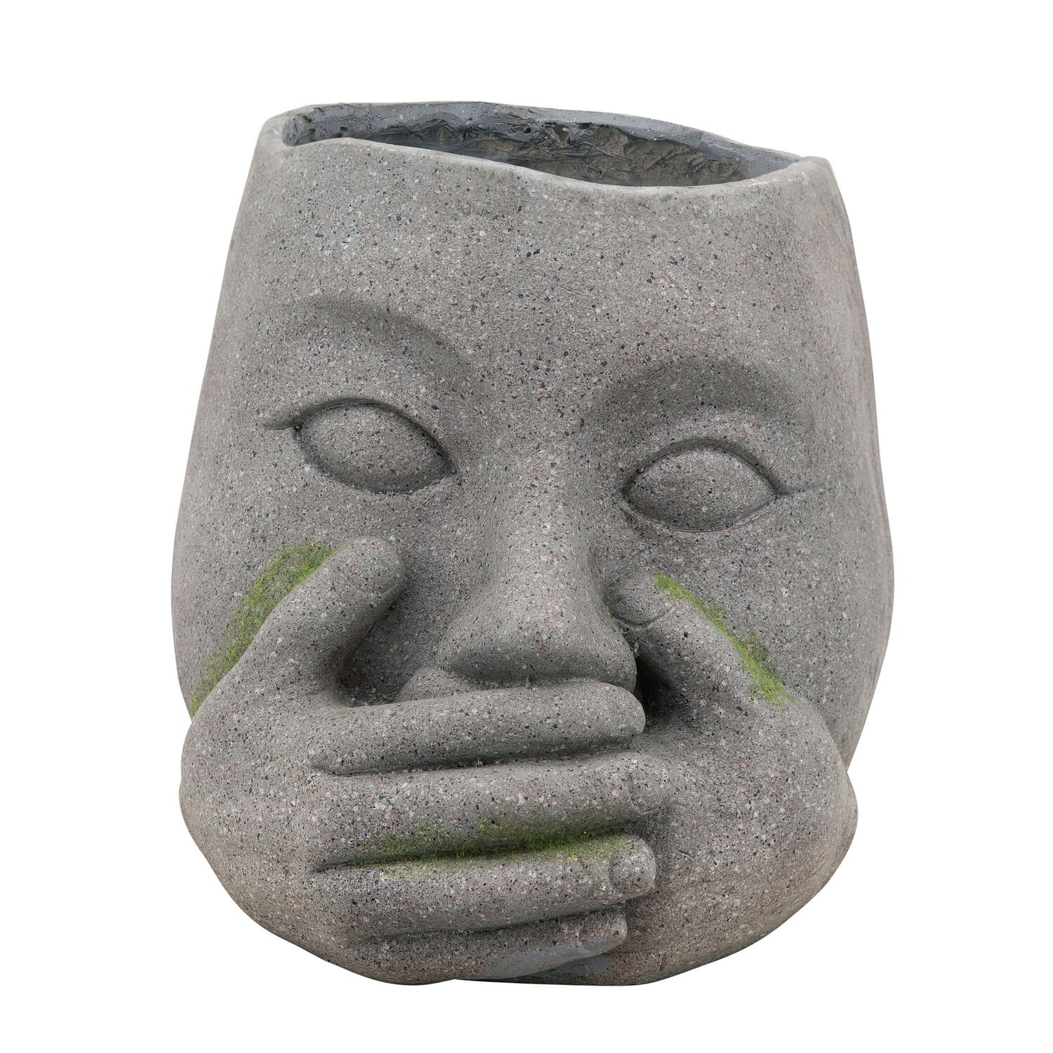 Resin Human Head Planter with Hands on Mouth, Gray-Saltoro Sherpi ...
