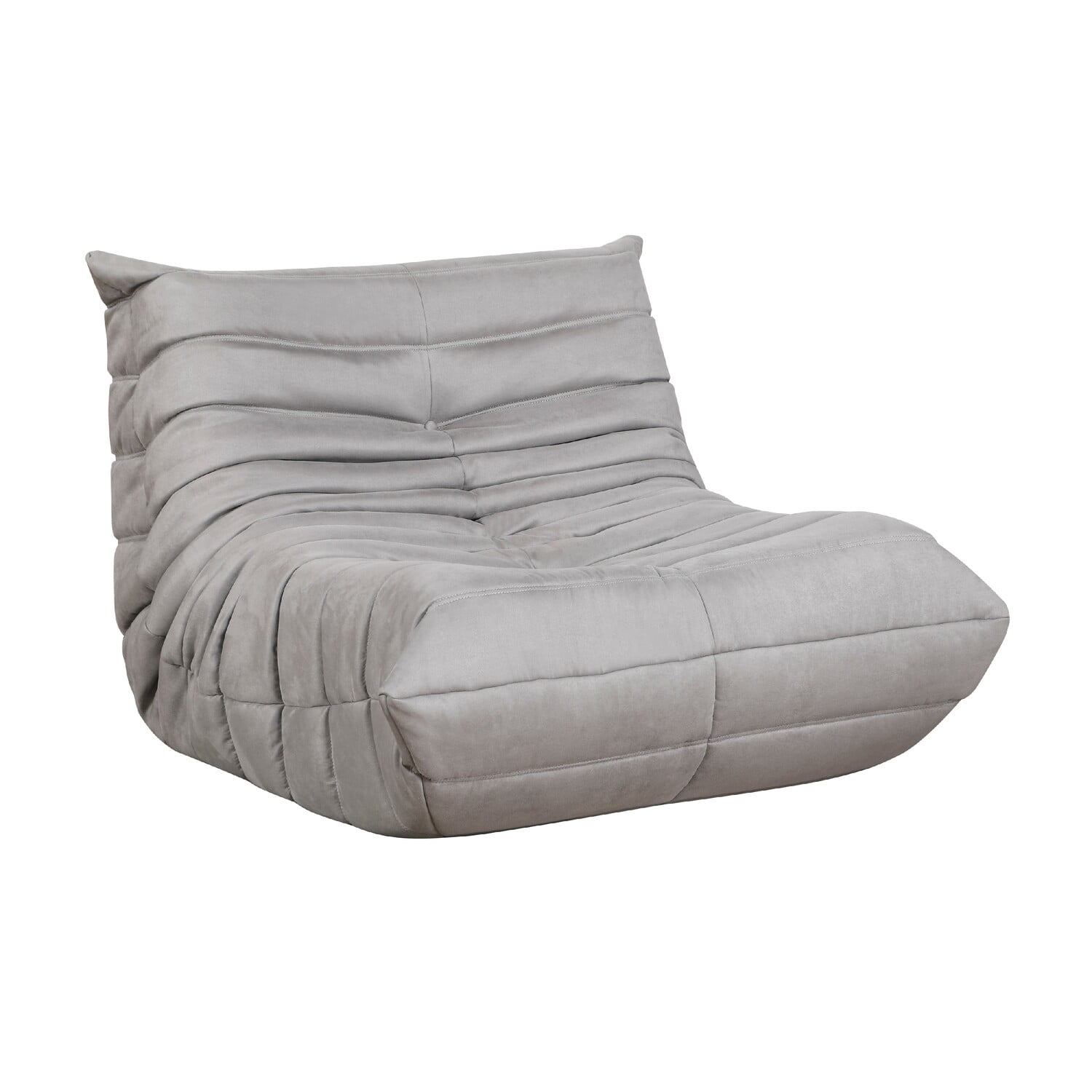 Revena Accent Floor Chair- Pleated Gray Microfiber Fabric- Curved ...