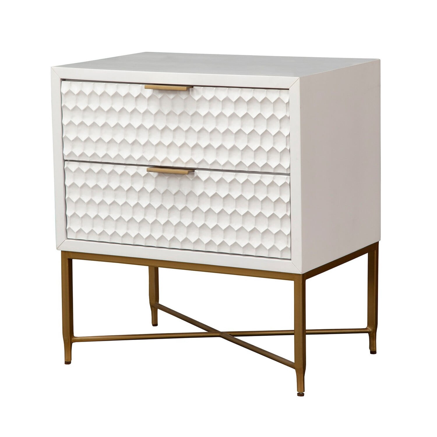 Benjara Rexi 26 Inch 2 Drawer Nightstand, Honeycomb, Mahogany Wood ...