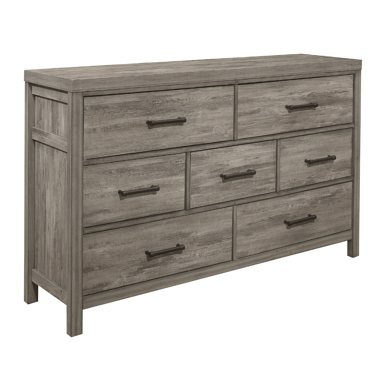 Benjara Rie 59 Inch Dresser, 7 Drawers, Weathered Gray Melamine ...
