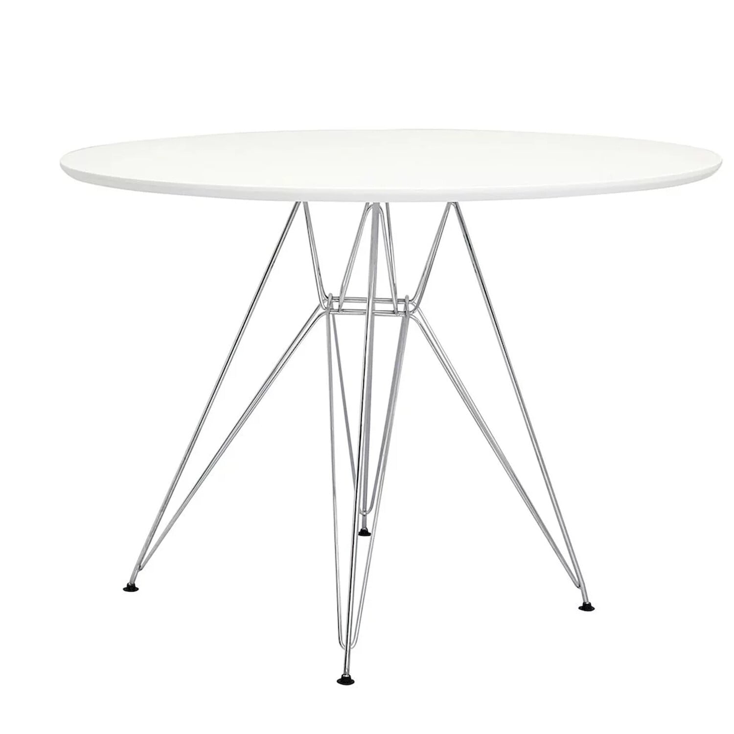 Benjara Riha 36 Inch Dining Accent Table, Round Top, Angled Chrome Legs ...