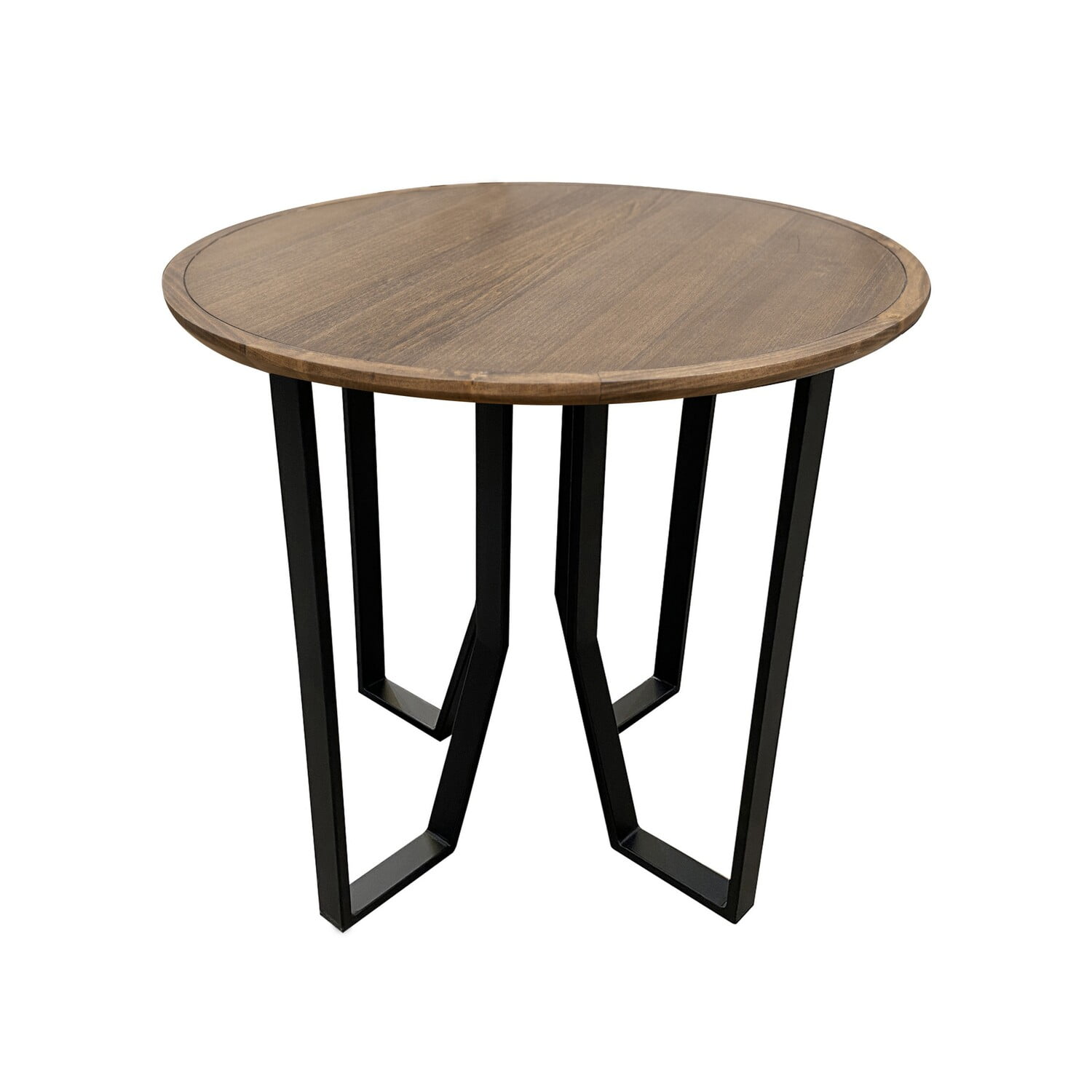 Benjara Rina Side End Table, 26 Inch Round Brown Solid Wood, Black ...