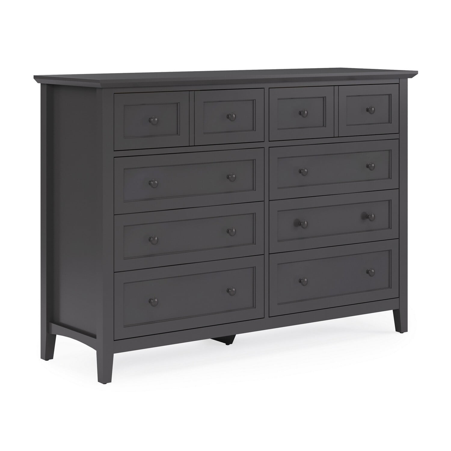 Rine 60 Inch Wide Dresser, 8 Drawers, Sleek Tapered Legs, Jet Black ...