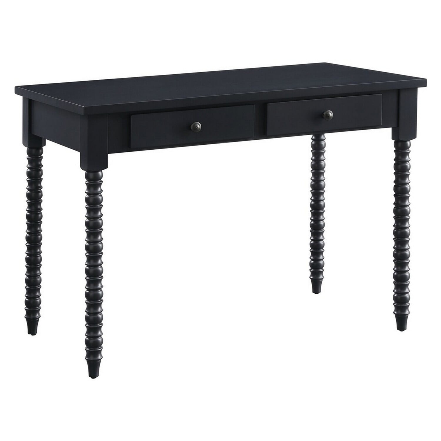 Roger 42 Inch Wood Console Side Desk, 2 Drawer, Spindle Legs, Black ...