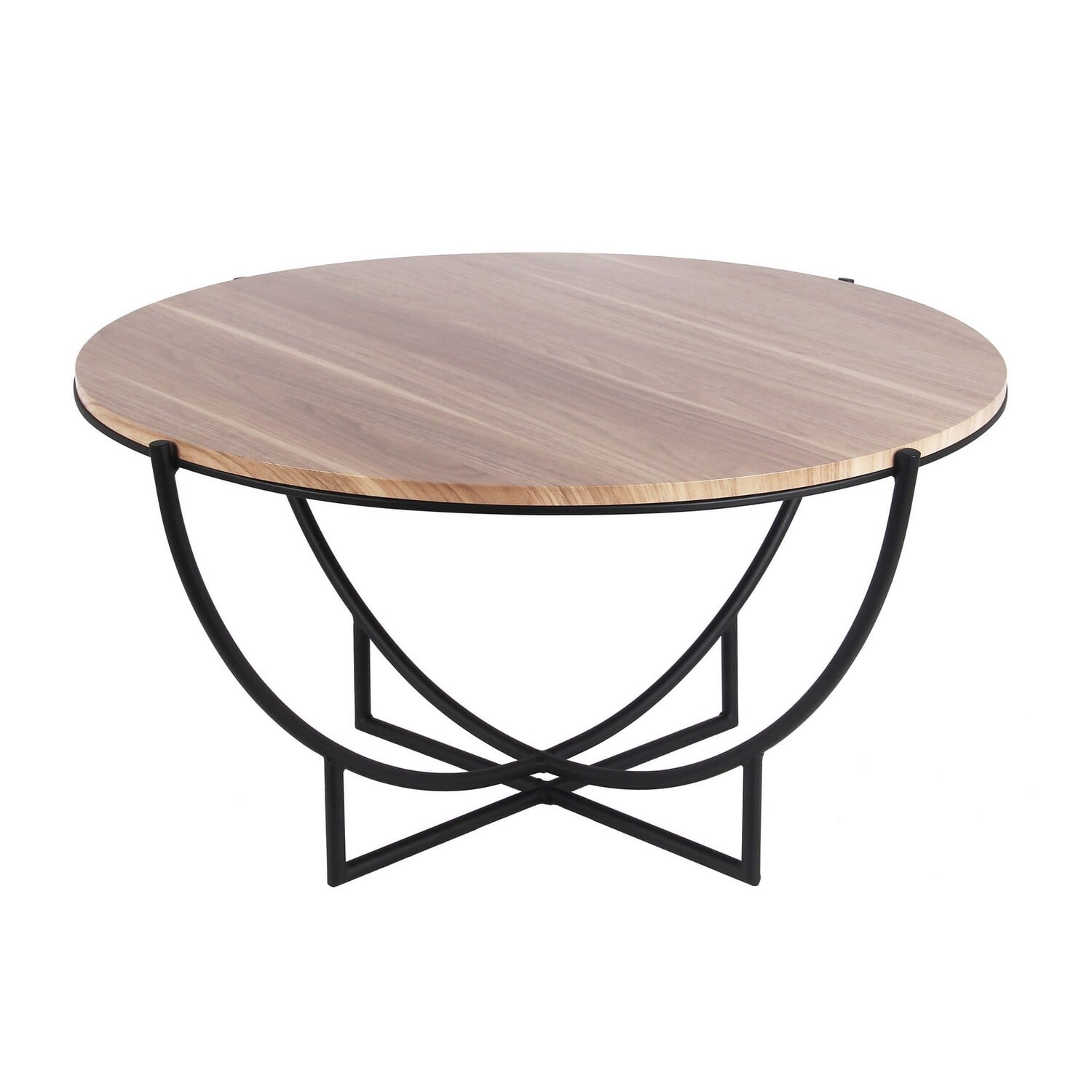 Benjara Round Accent Table with Metal Cradle Base, Brown - Walmart.com