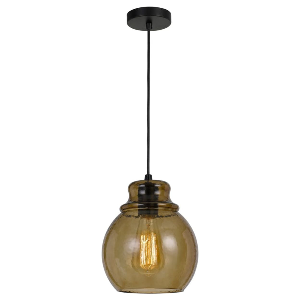 Round Glass Shade Pendant Lighting with Canopy and Hardwired Switch ...