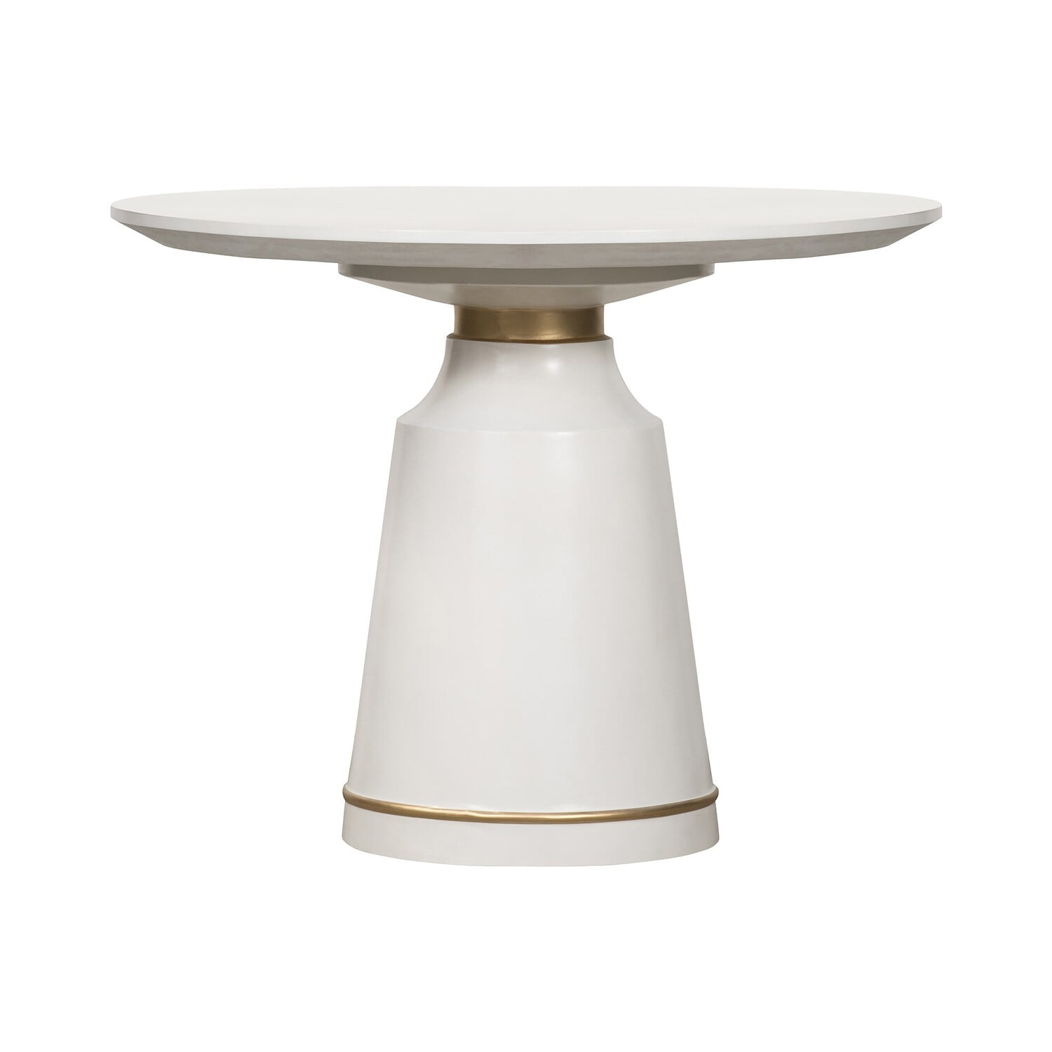 Round Top Concrete Table with Pedestal Base White and Bronze - Walmart.com