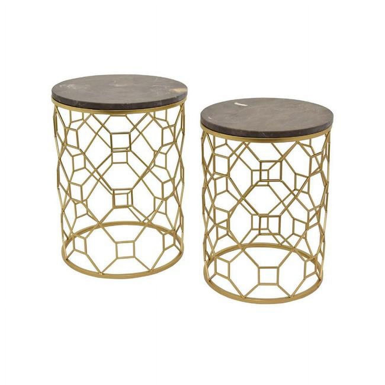 Tich Plant Stand Table Set of 2, Round Top, Open Metal Frame, Black ...