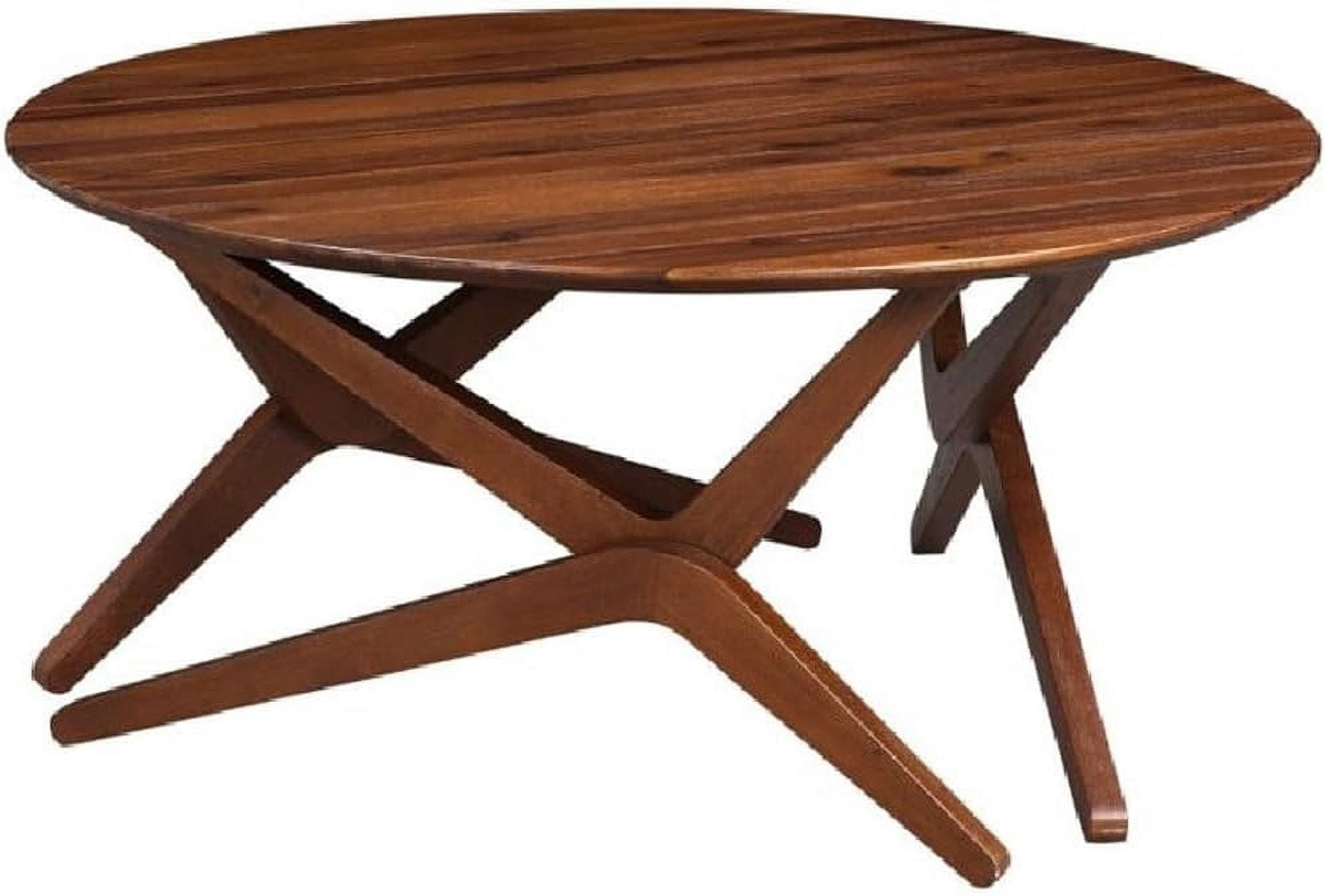 Benjara Round Wooden Adjustable with Boomerang Legs Brown - Walmart.com