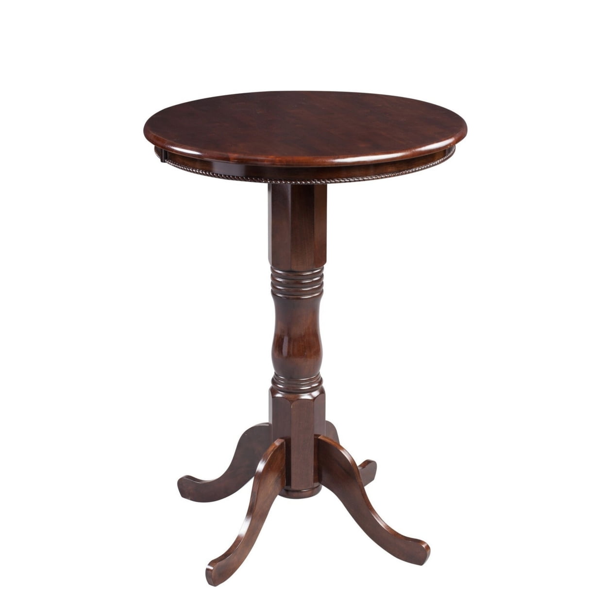 Benjara Round Wooden Pub Table, Turned Pedestal Base, Brown - Walmart.com