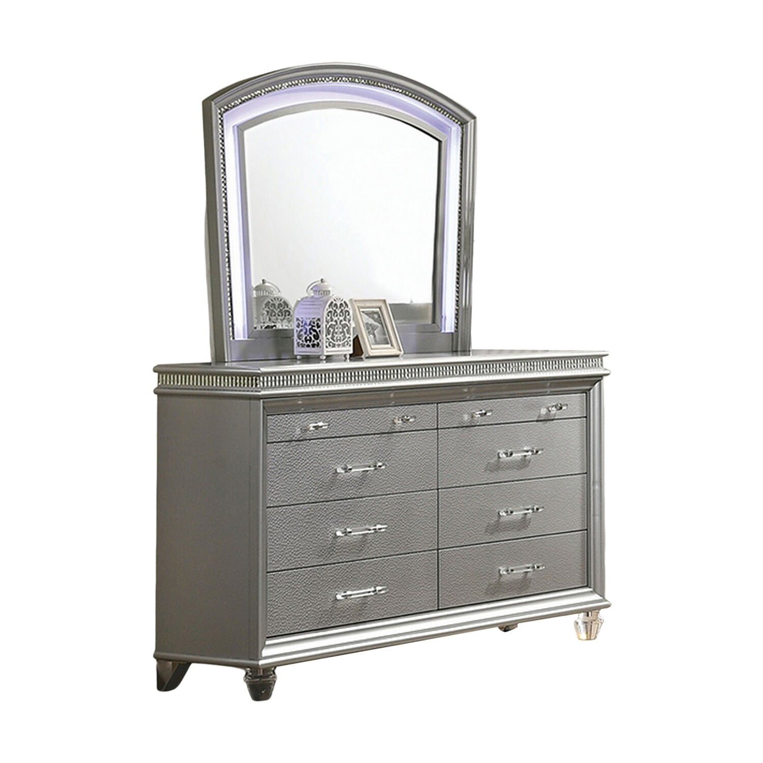 Benjara Sam 64 Inch Wide Dresser 6 Drawers Chest, Clear Acrylic Legs ...